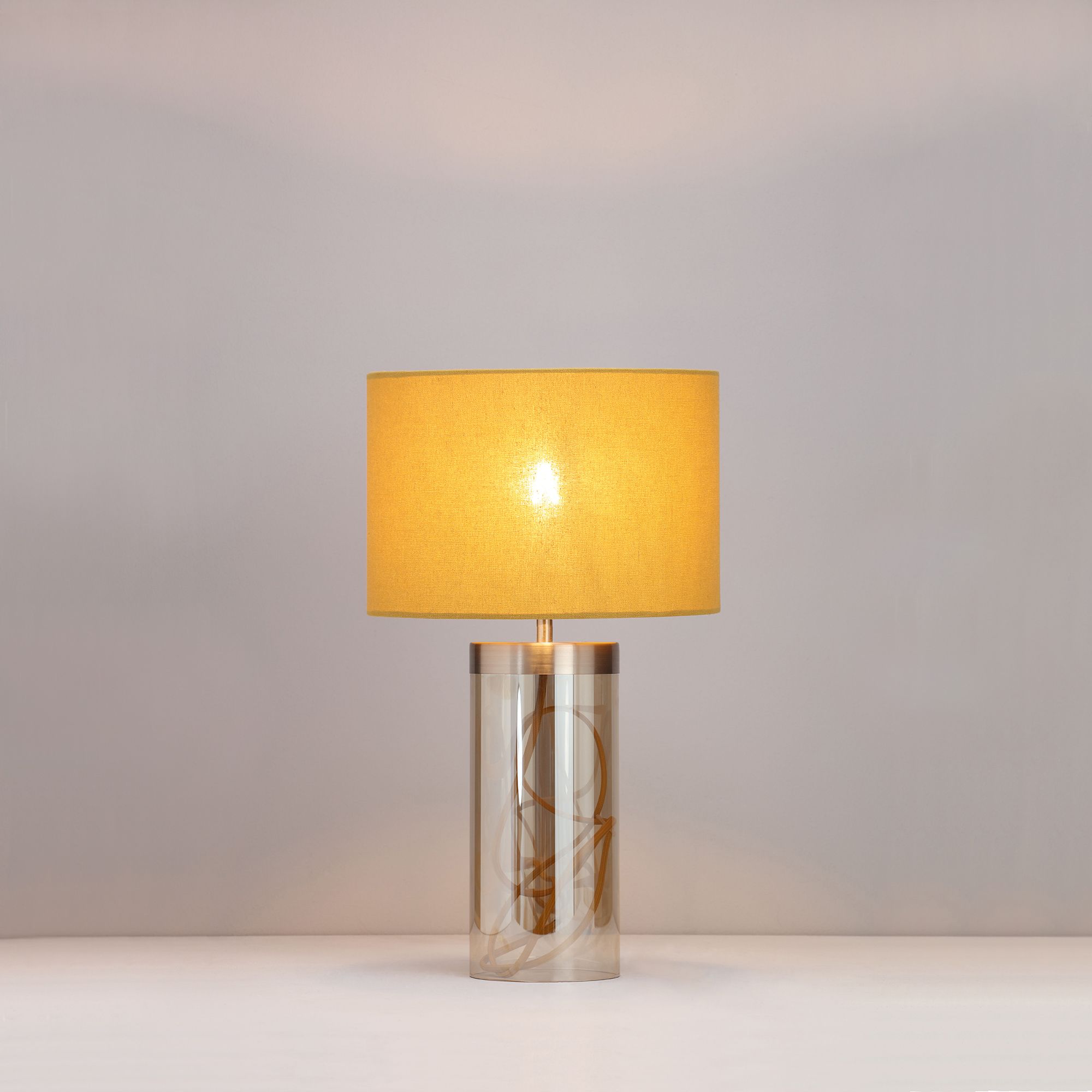 Inlight Erinome Ombre Cylinder Satin Clear Gold effect Table light ...