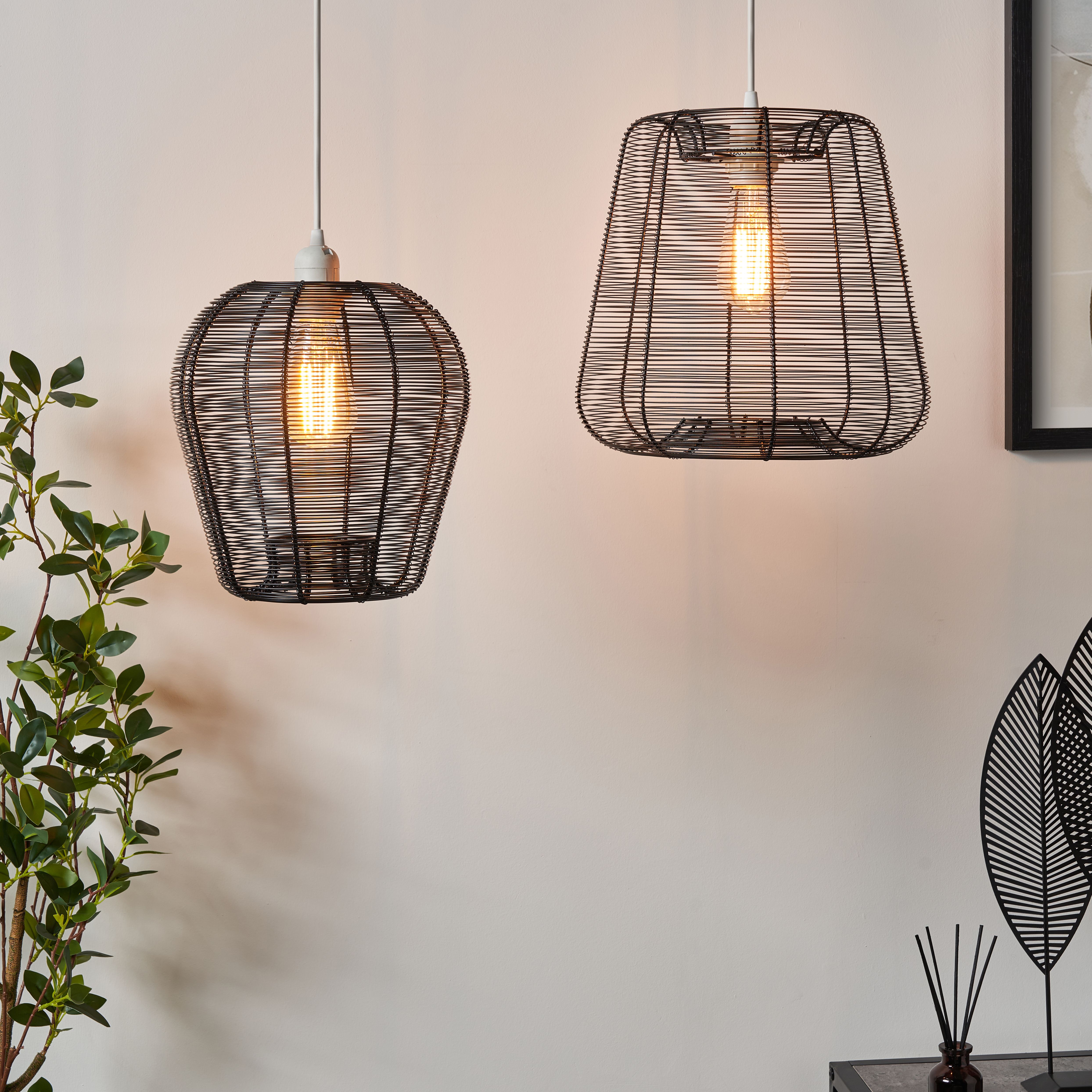 Inlight Flores Black Wire Tapered Lamp shade (D)30cm