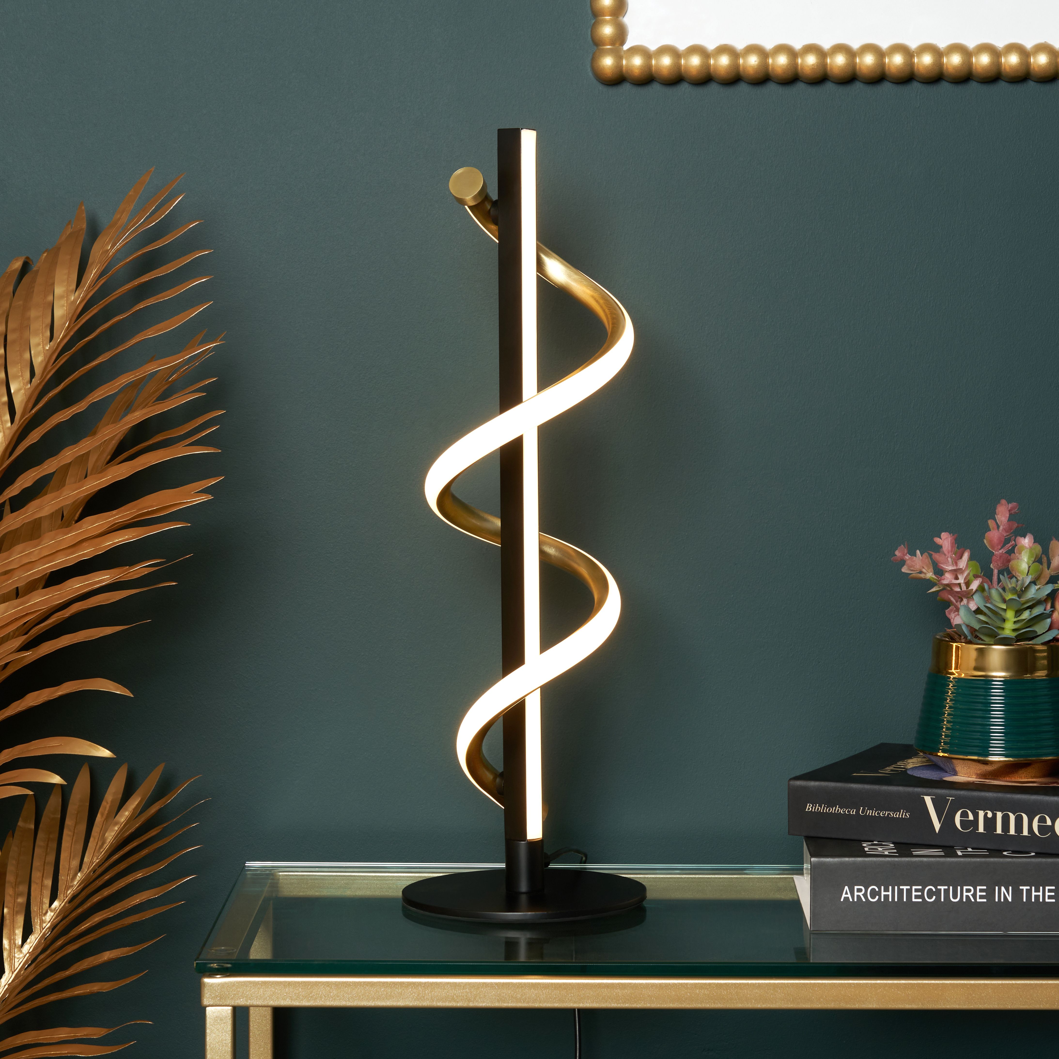 Inlight Hadston Spiral Matt Black Integrated LED Table lamp