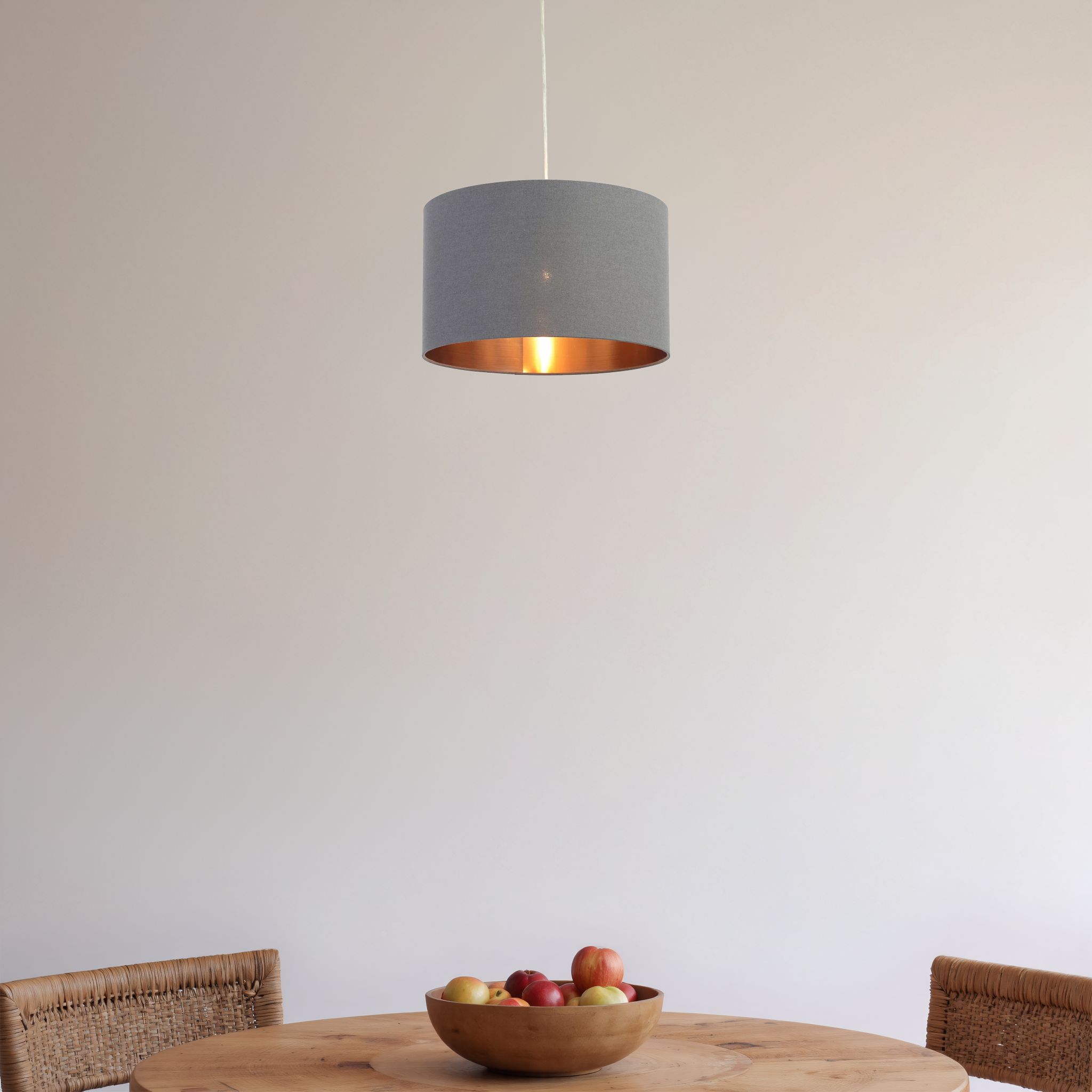 Inlight Helene Grey Copper effect Cylinder Light shade (D)40cm