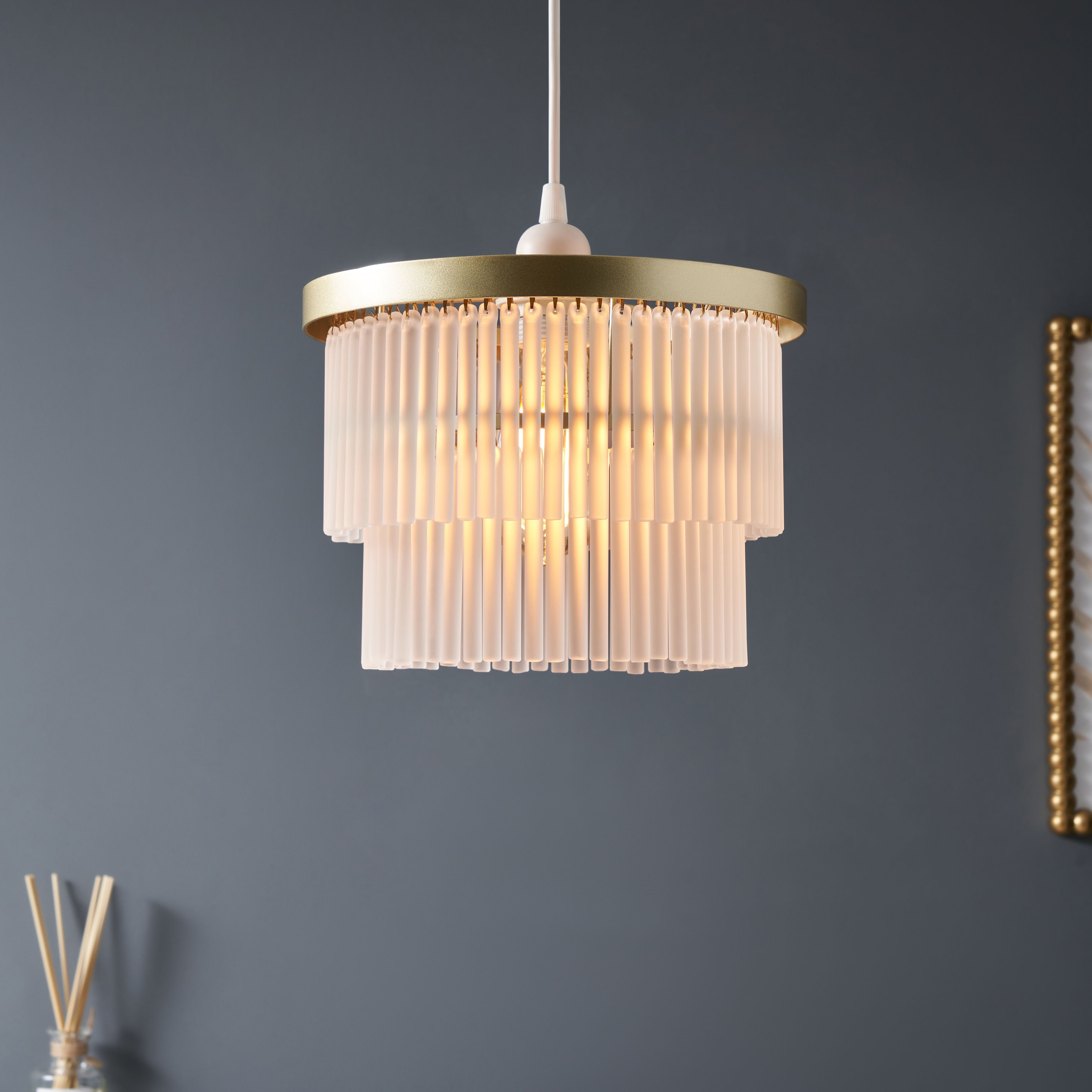 Inlight Kuip Brushed Brass effect Round Lamp shade (D)25cm
