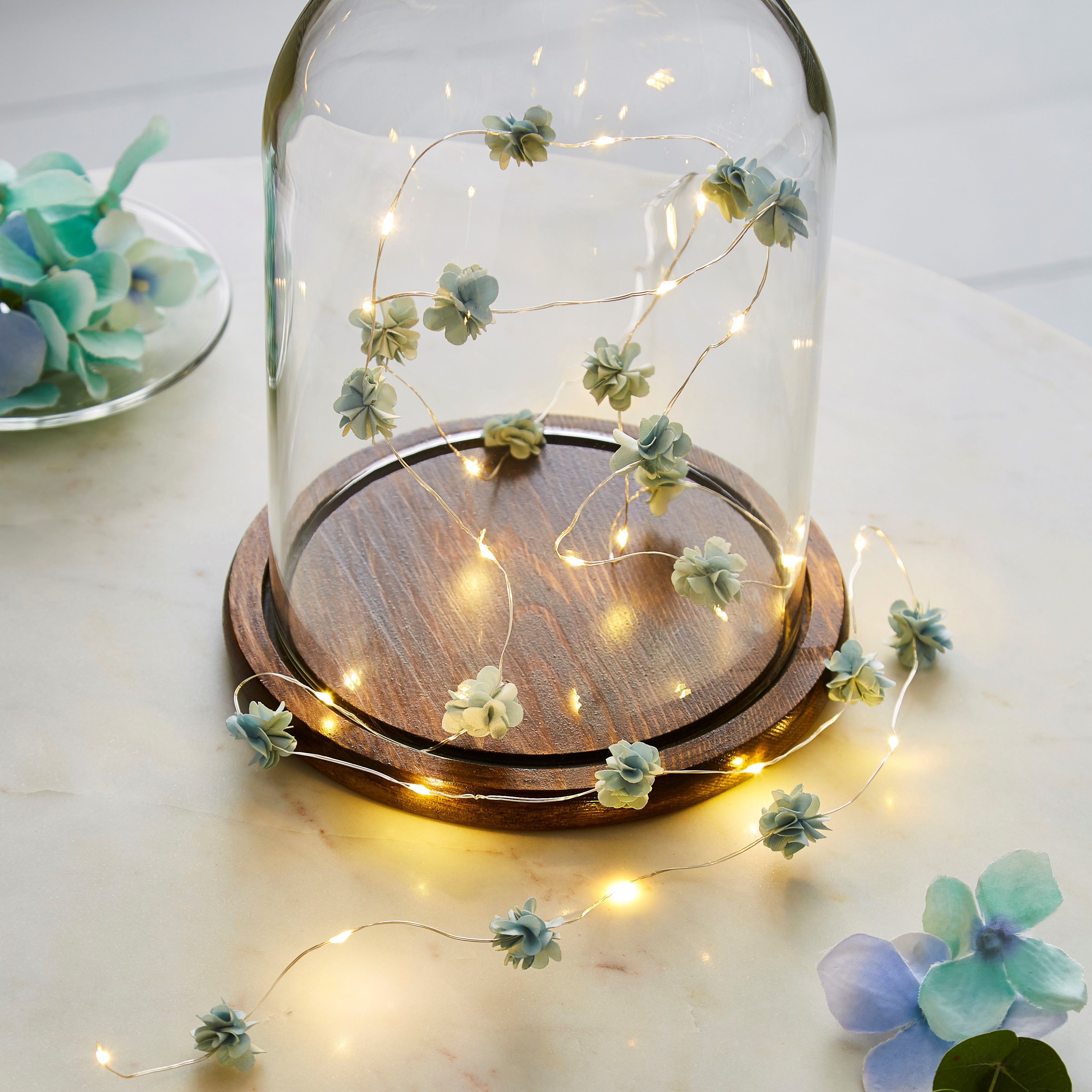 Inlight Light blue floral Battery-powered Warm white 10 LED Indoor ...