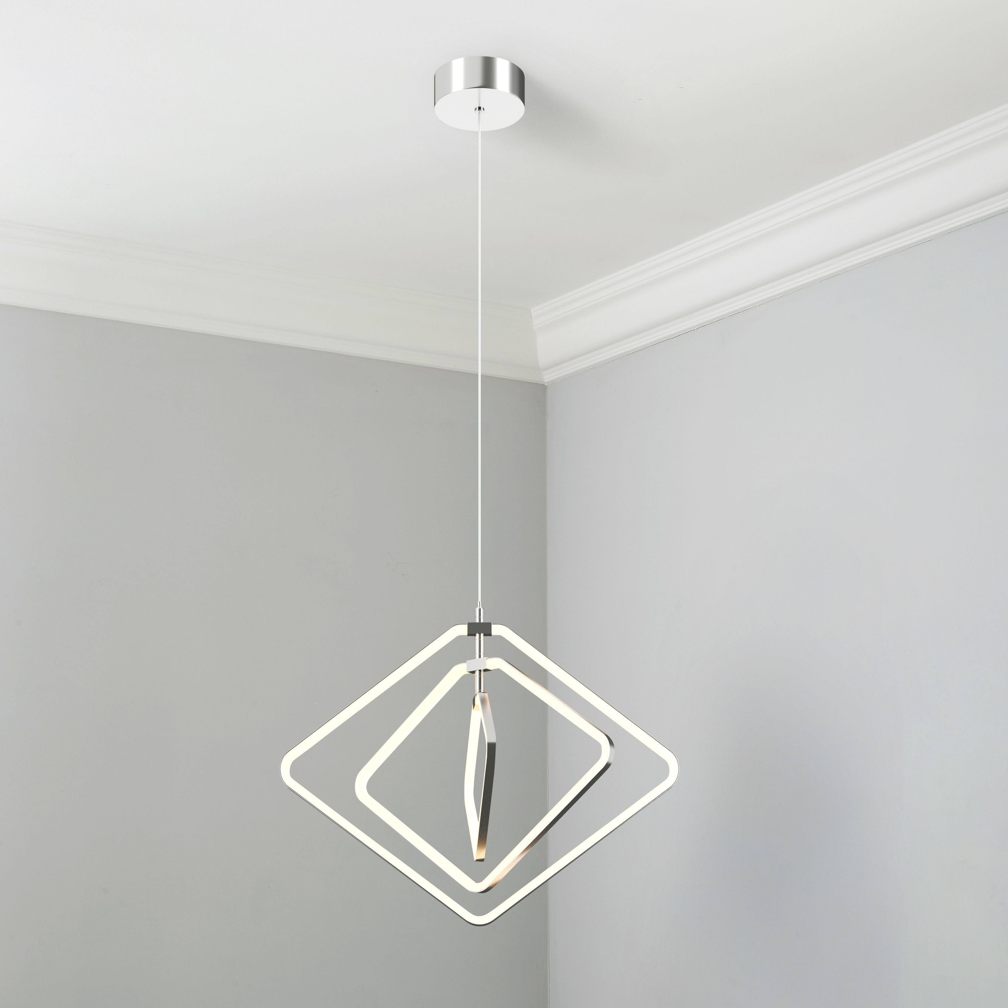 Inlight Linq Diamond Chrome effect LED Pendant ceiling light, (Dia)560mm