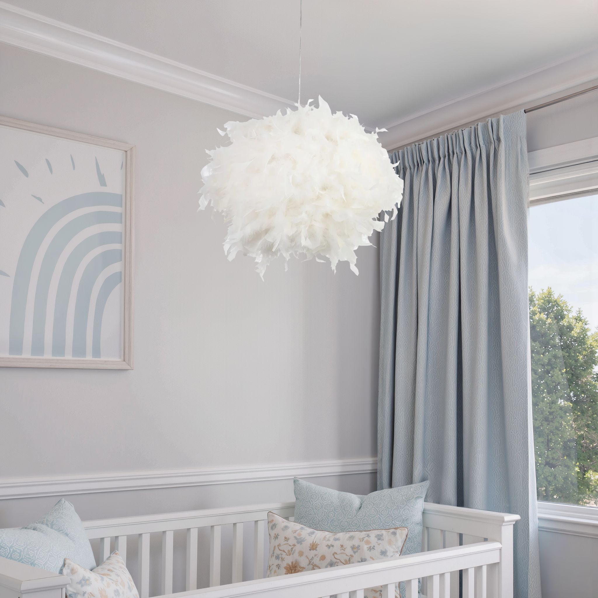 Inlight Melito White Feather ball Cylinder Light shade (D)40cm