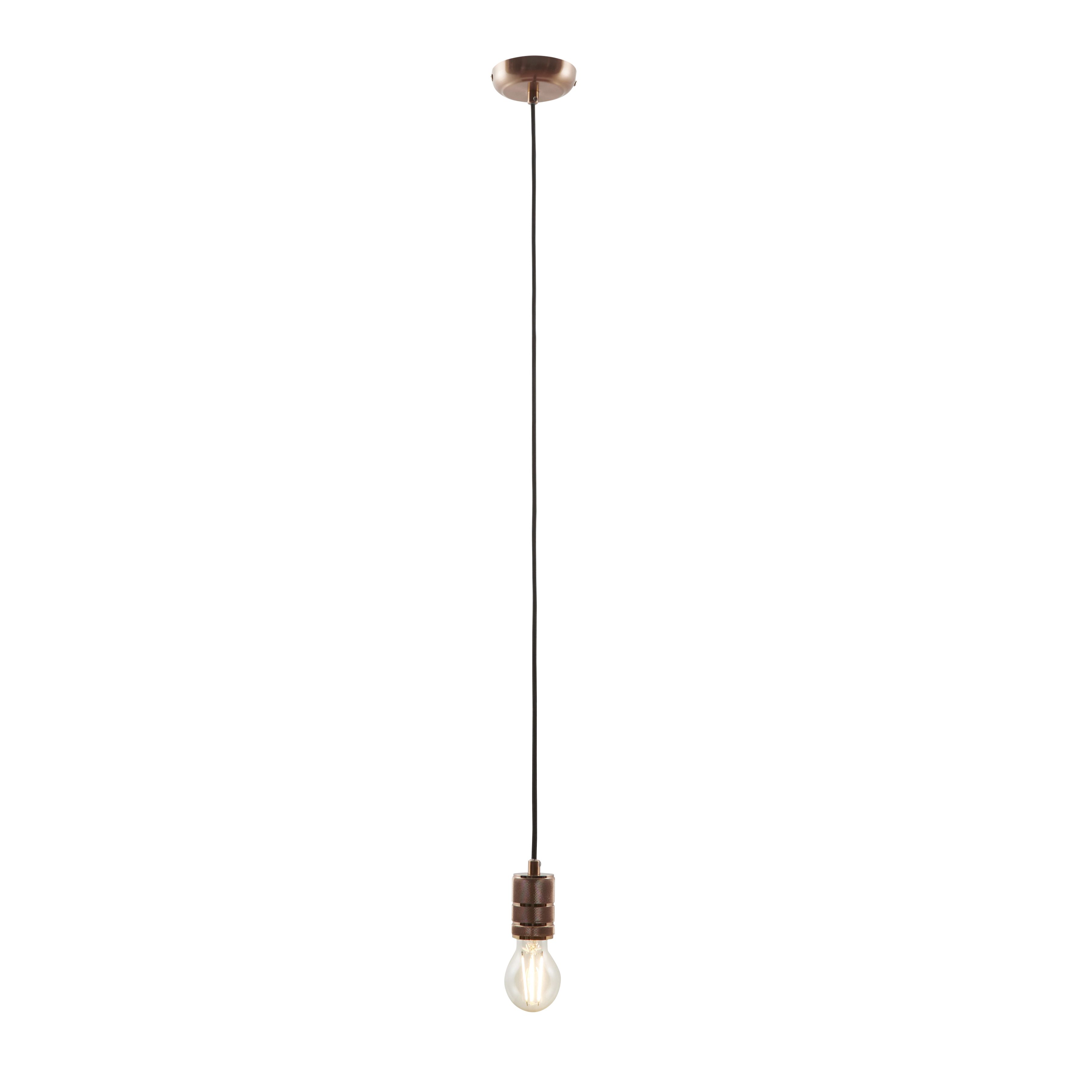 Inlight Milled Copper Bronze effect E27 Cable light set | DIY at B&Q