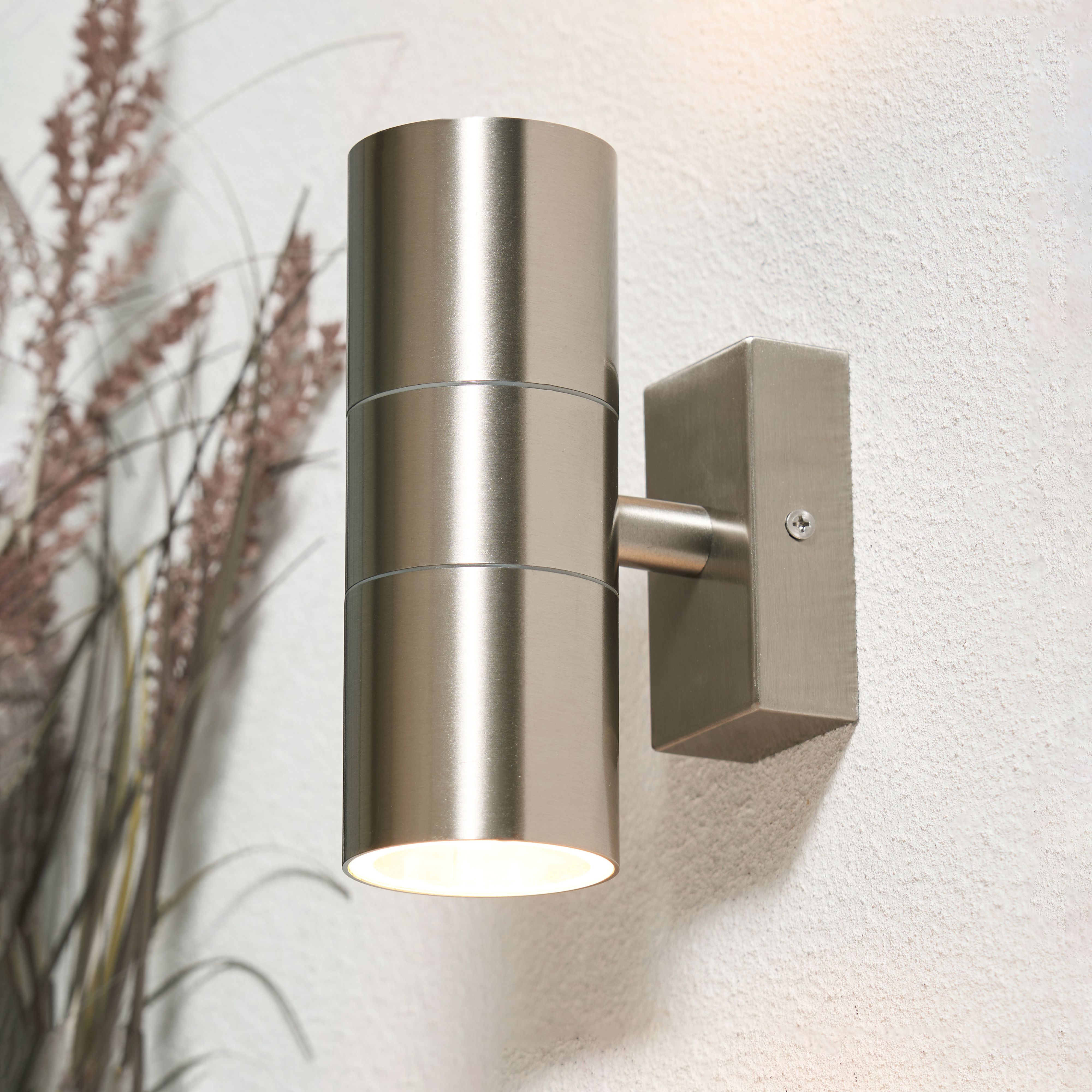 Inlight Mills Fixed Satin Stainless steel effect Mains-powered Outdoor ...
