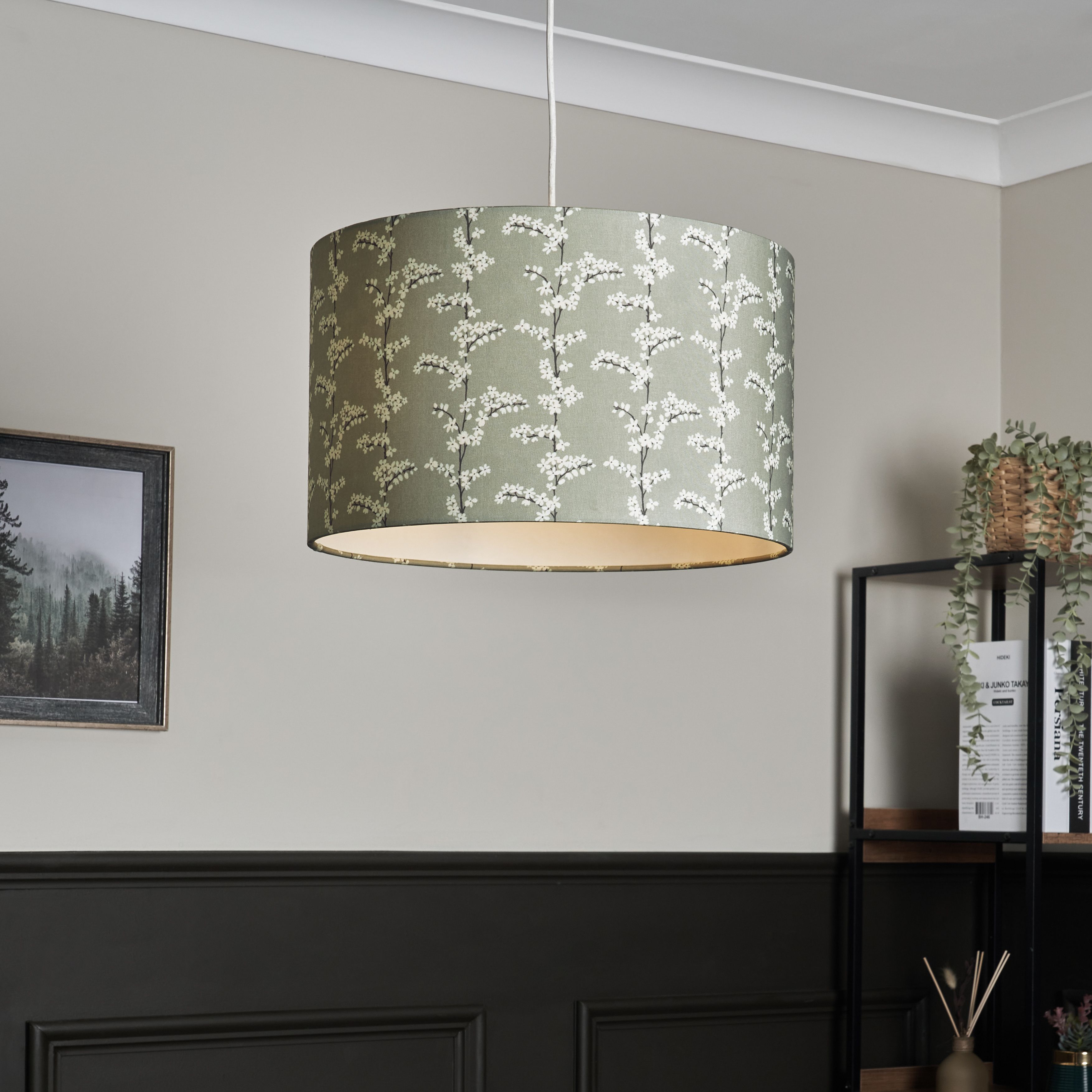 Inlight Para Green Floral Round Lamp shade (D)40cm