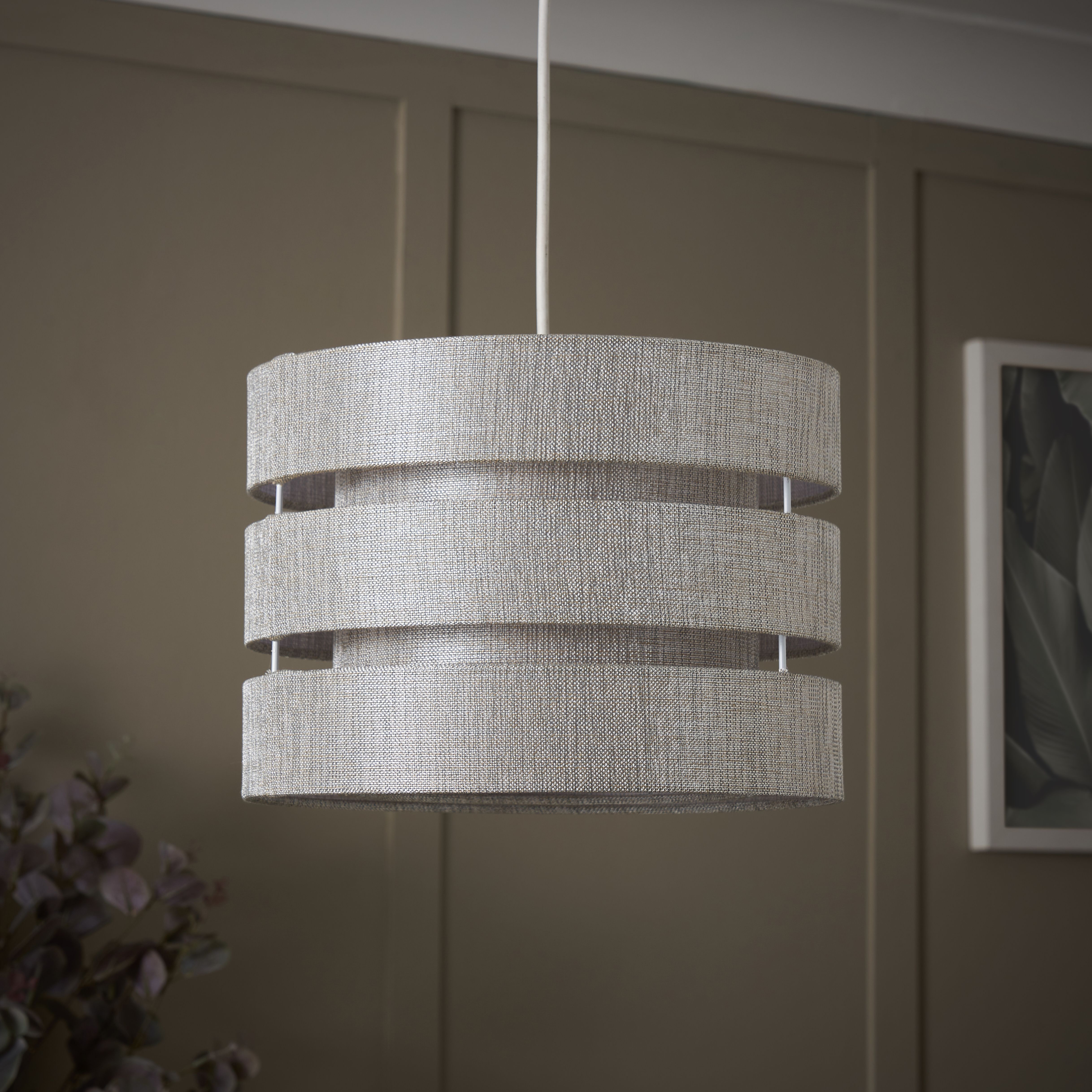 Inlight Ponte Light Grey Metallic effect Contemporary Trio Cylinder ...