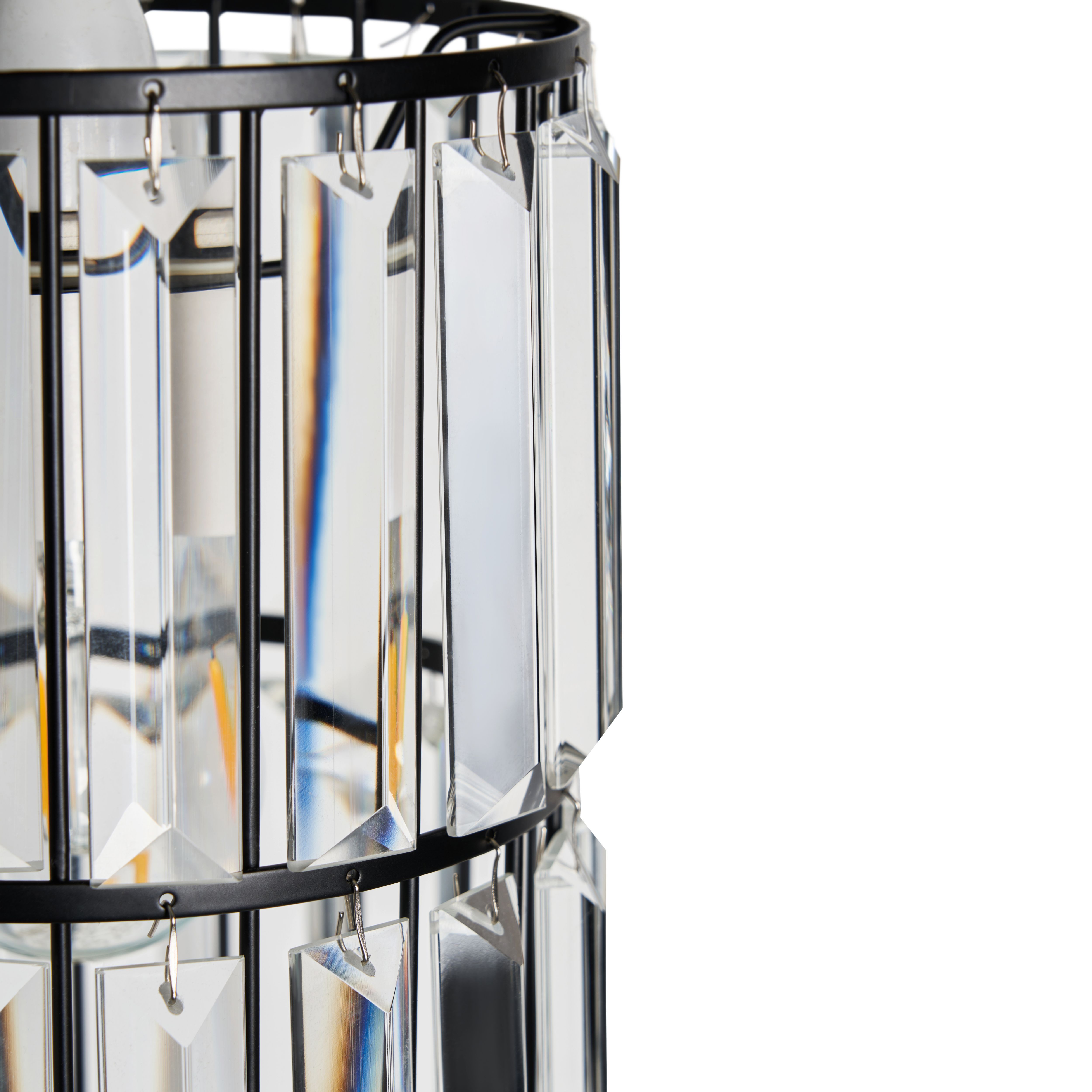 Inlight Quatro Brushed Clear & Black Mirror effect Cylinder Lamp shade ...