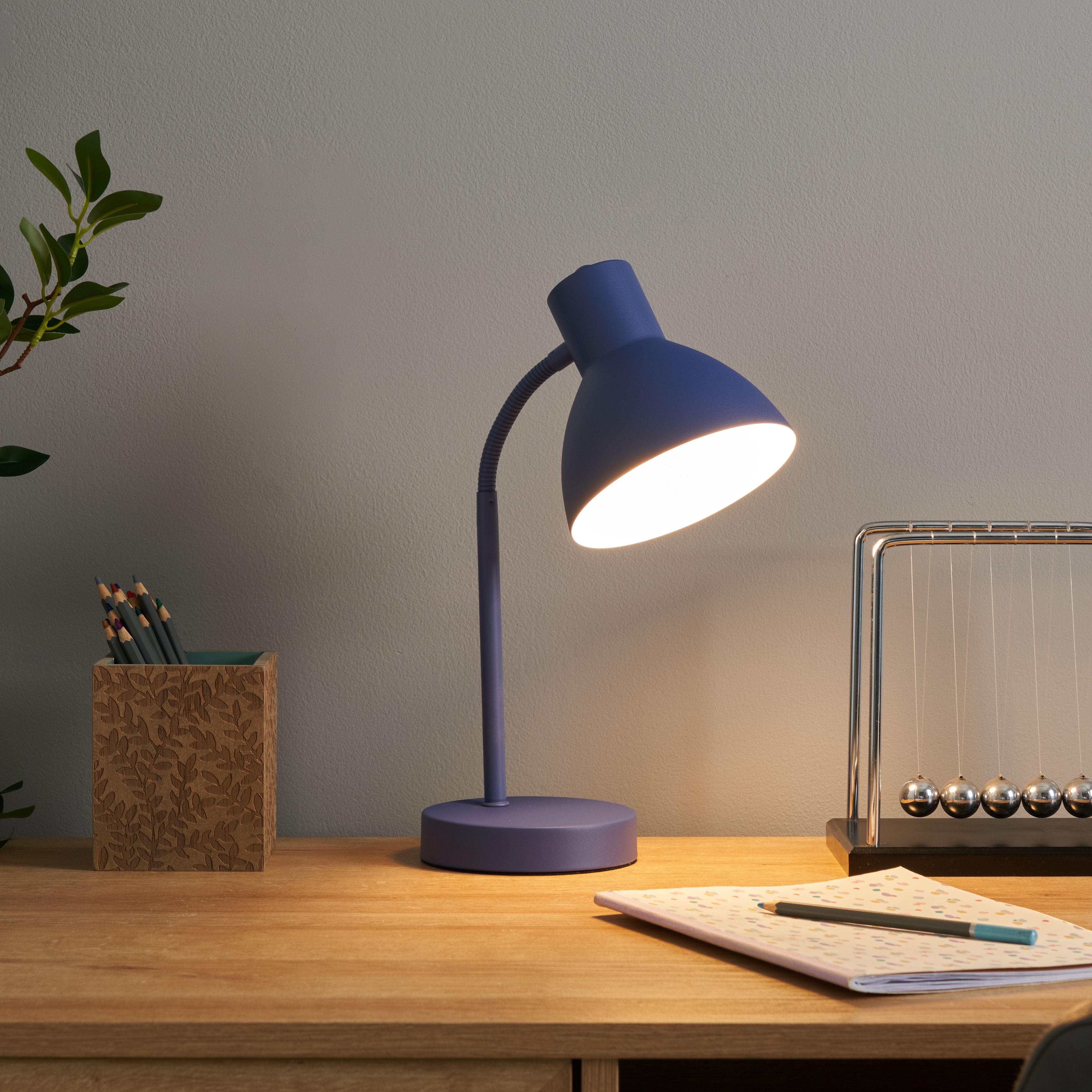 Inlight Tripp Plain Matt Navy Desk lamp at B&Q