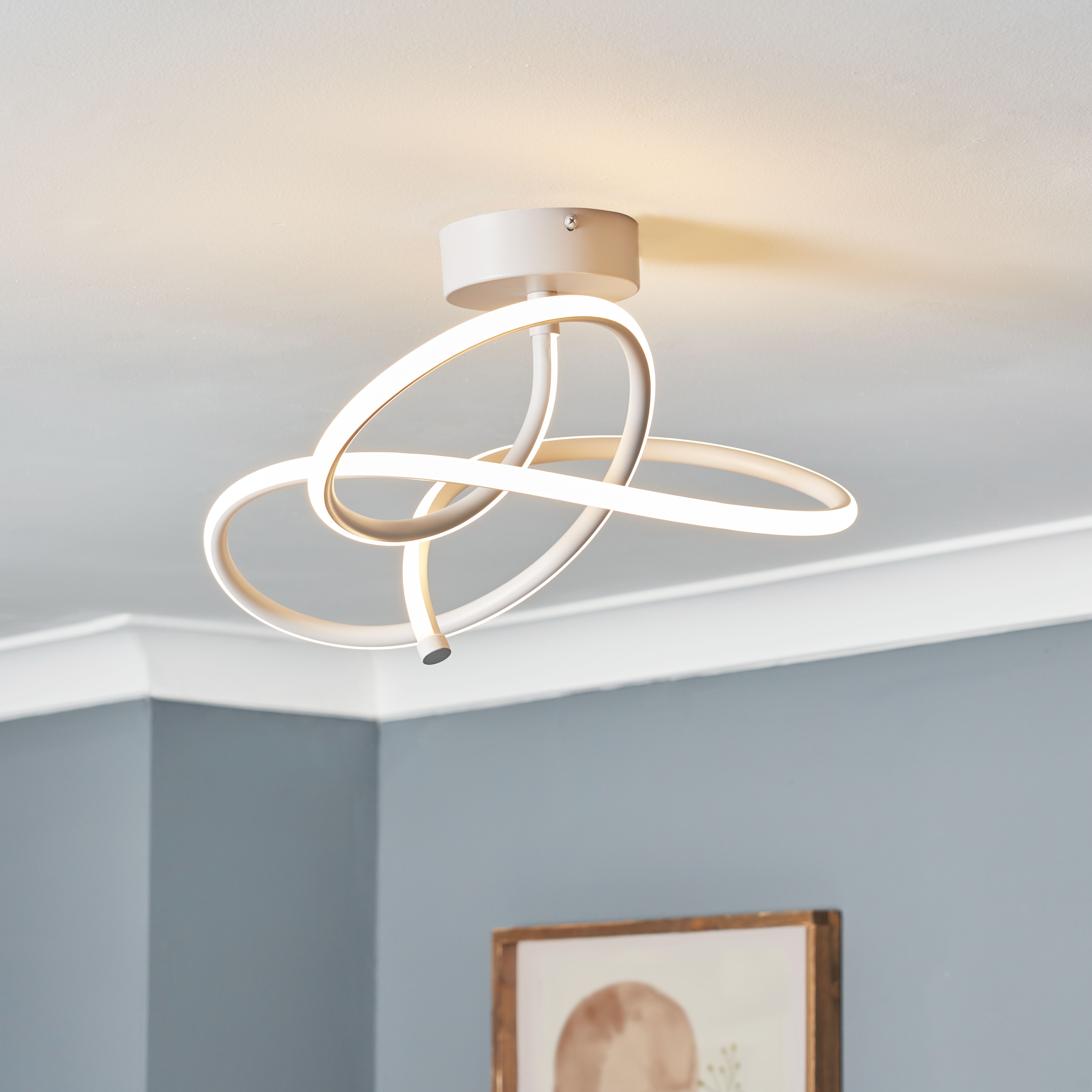 Inlight Veton Swirl Matt Acrylic & aluminium Light Grey LED Ceiling light