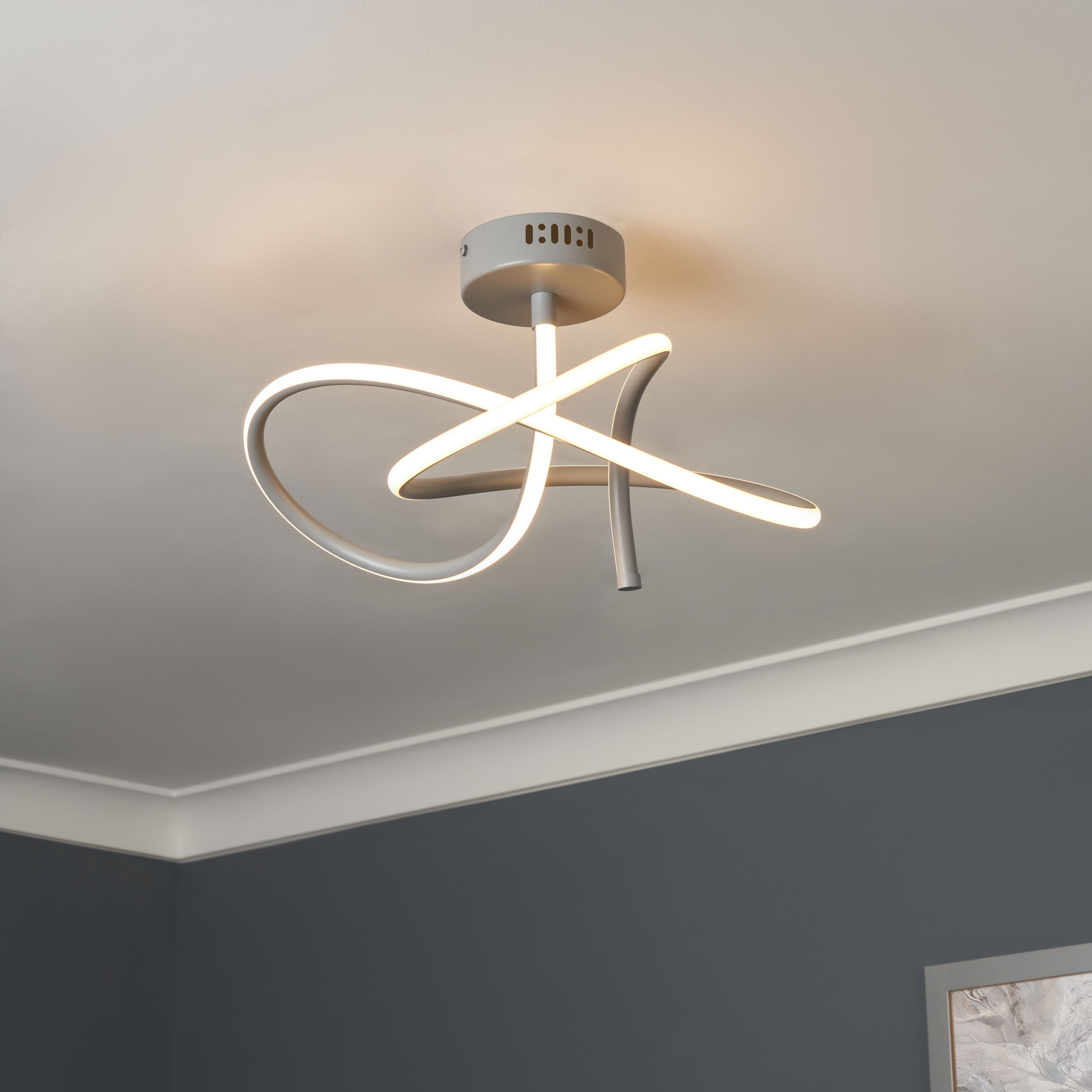 Inlight Veton Swirl Matt Acrylic & aluminium Light Grey LED Ceiling light