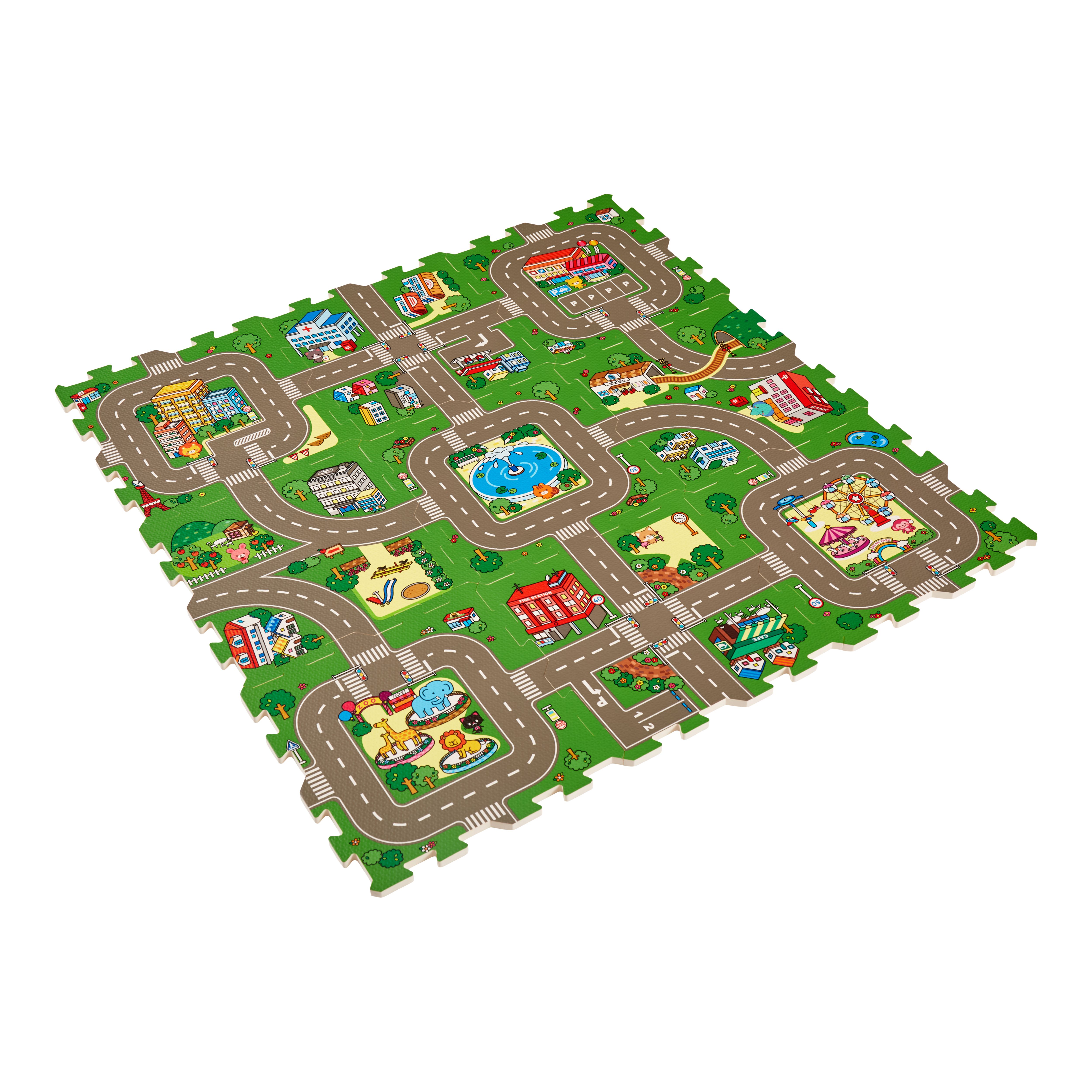 Interlocking Traffic Playmat (L)31cm (W)31cm, Pack of 9