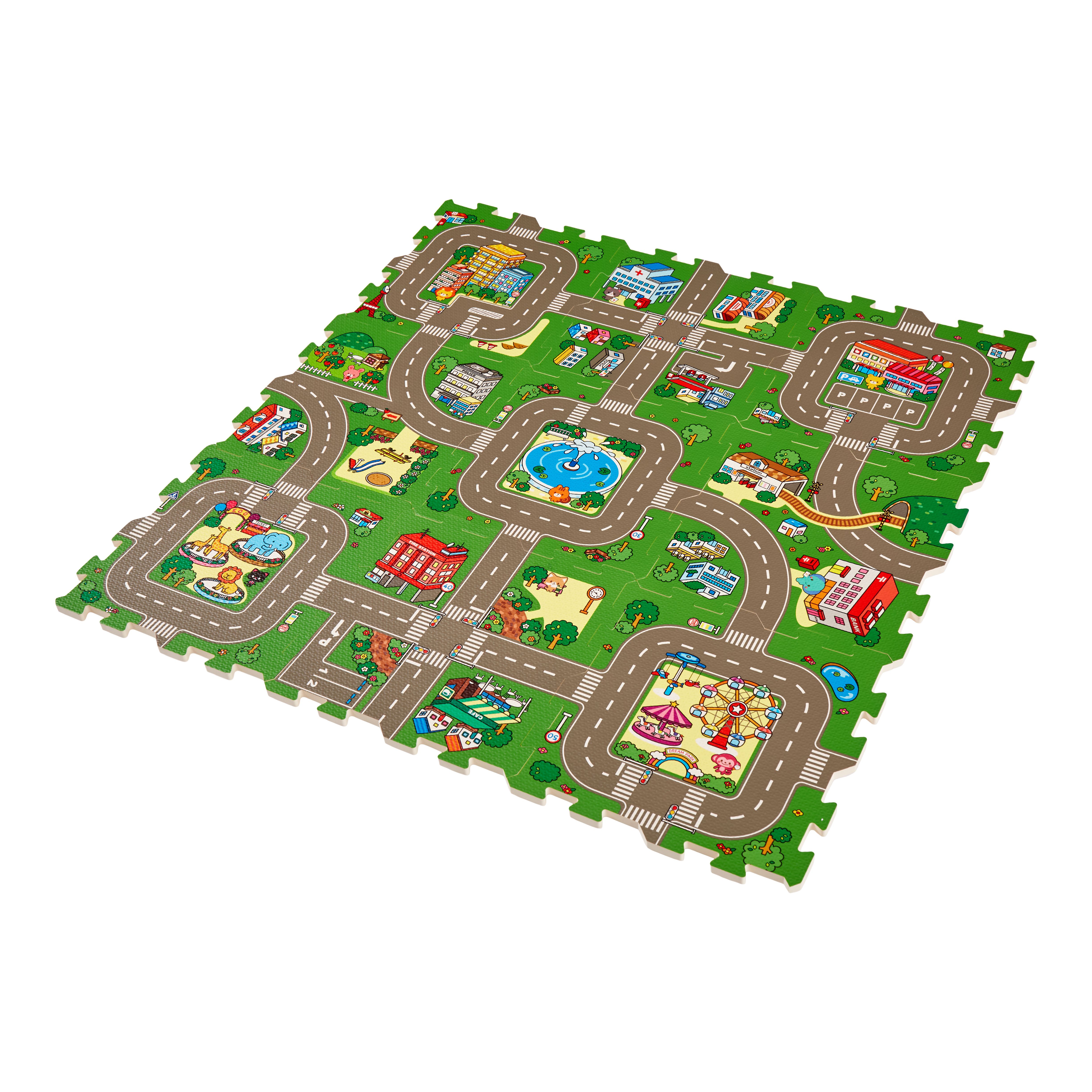Interlocking Traffic Playmat (L)31cm (W)31cm, Pack of 9
