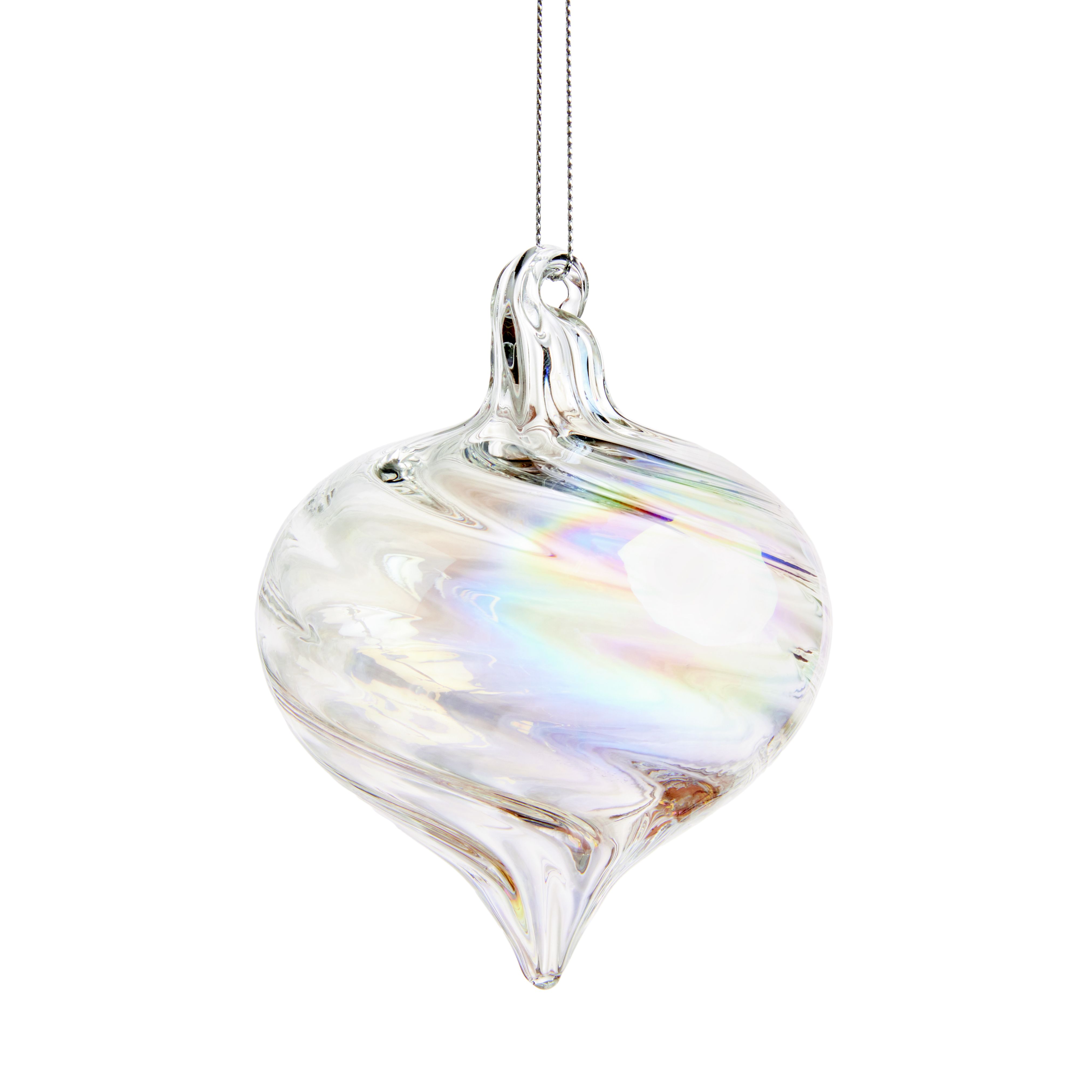 Iridescent effect Glass Round Christmas bauble set (D) 80mm
