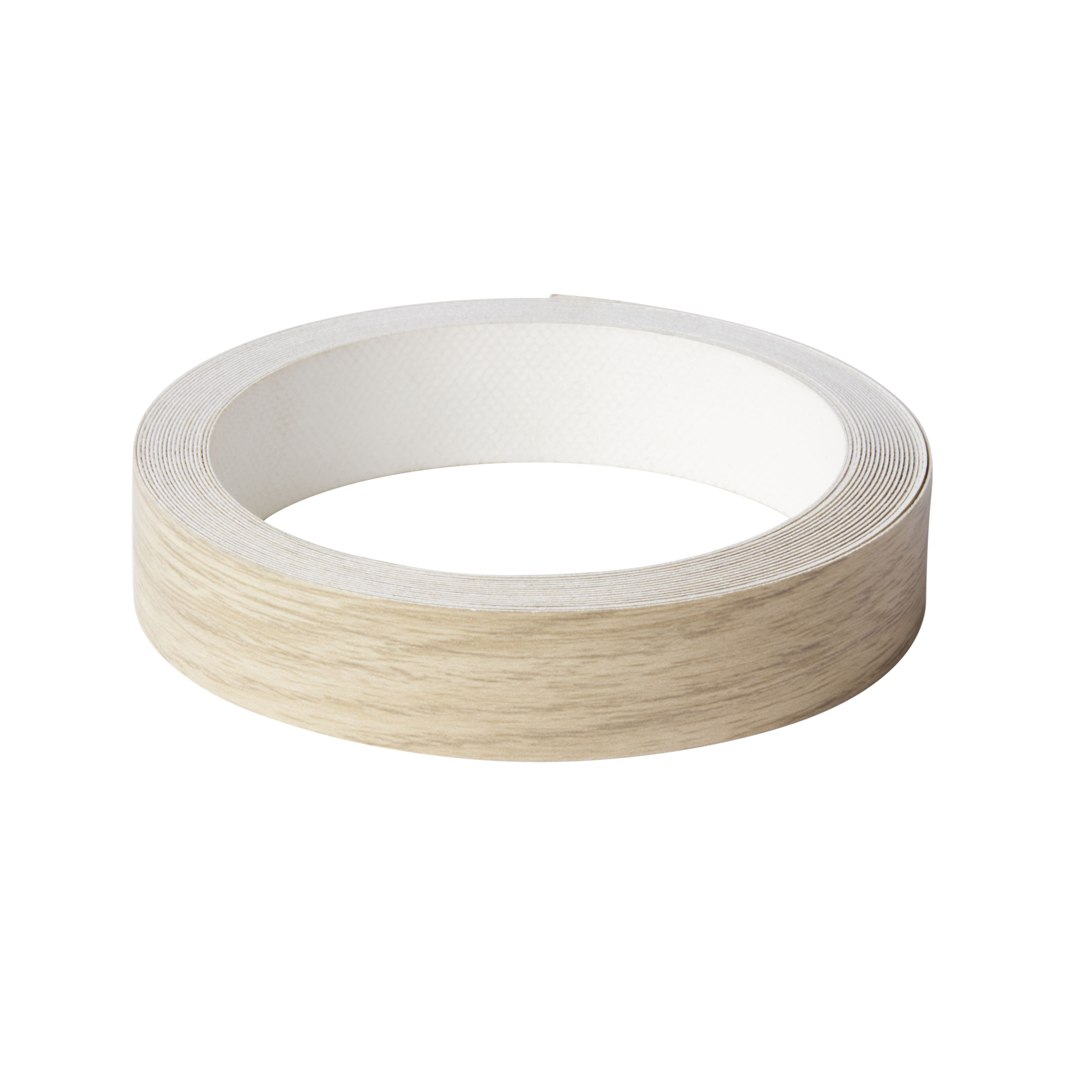 Iron on Pre glued Oak effect Worktop edging tape, (L)5m (W)20mm