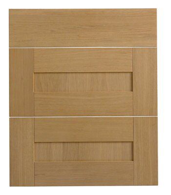 IT Kitchens Oak Veneer Shaker Style Drawer front, Set of 3 (H)715mm (W ...