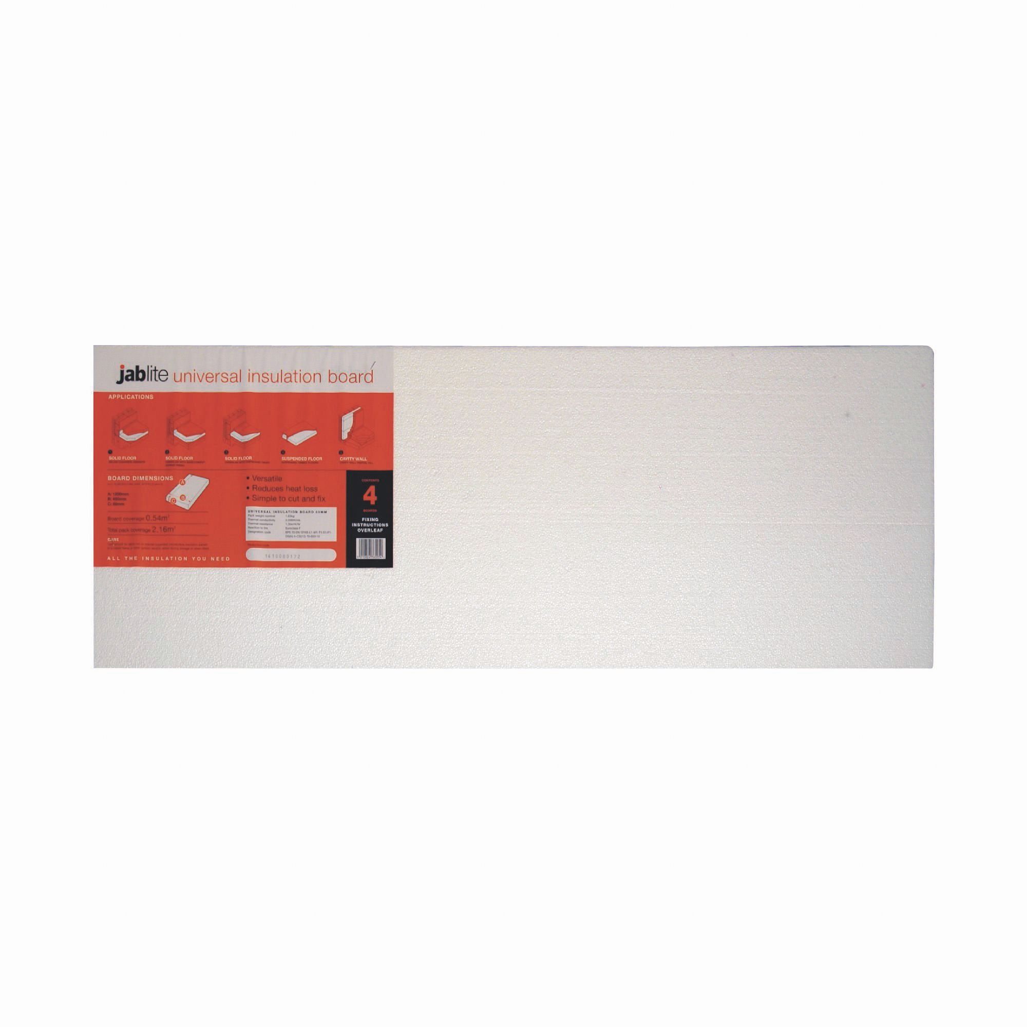 Jablite Polystyrene 50mm Insulation board (L)1.2m (W)0.45m, Pack of 4 ...