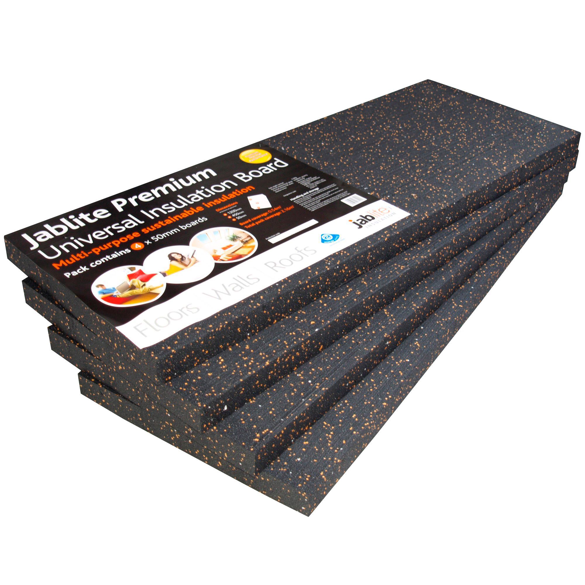 Jablite Premium Polystyrene Insulation board (L)1.2m (W)0.45m (T)50mm ...