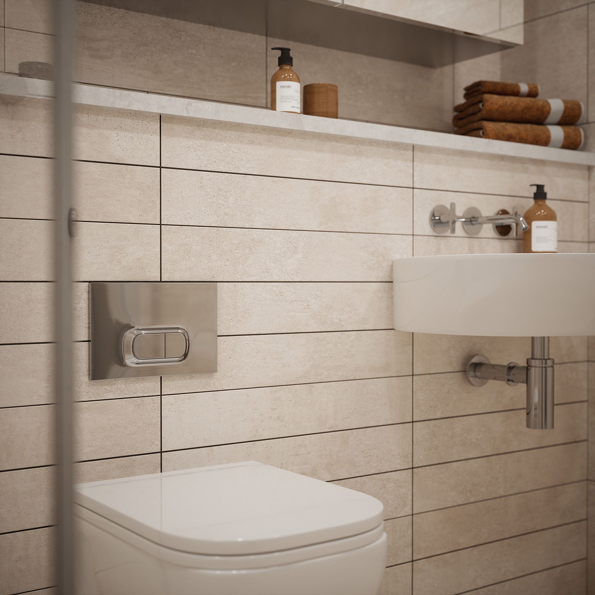 Johnson Tiles Ashlar Warm Taupe Gloss Scored Stone effect Ceramic ...