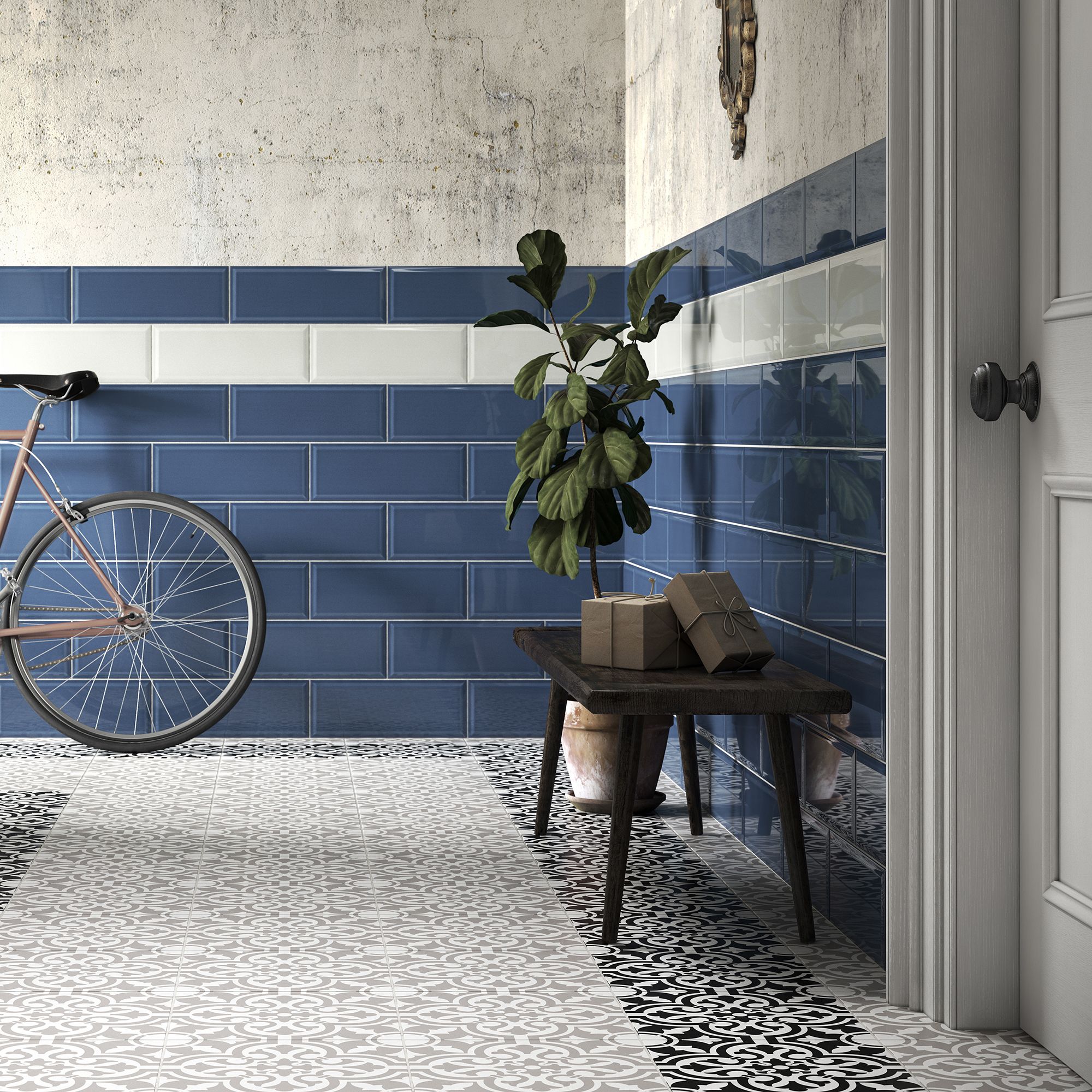 Johnson Tiles Bevel Winter Gloss Ceramic Indoor Wall Tile Sample