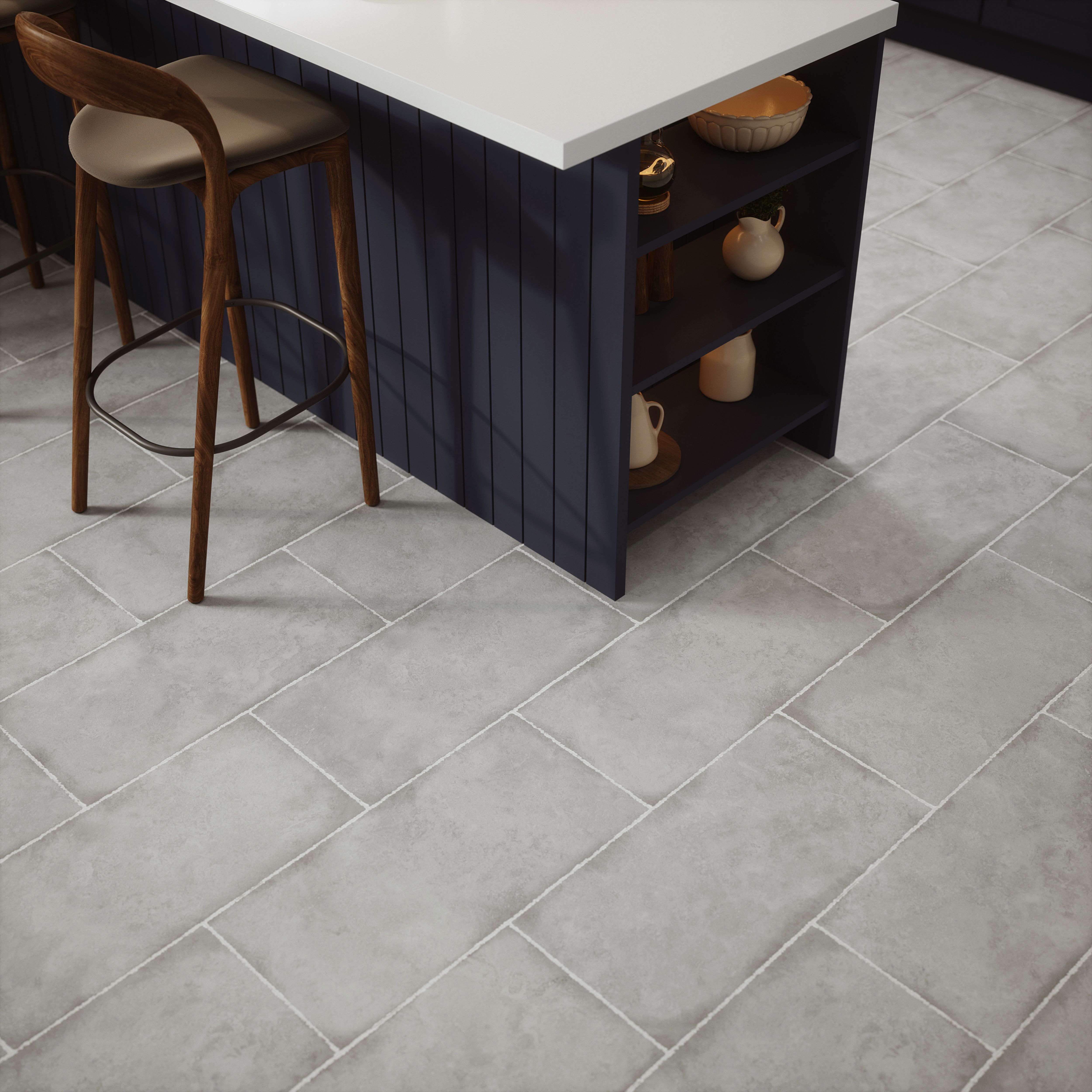 Johnson Tiles Elvaston Grey Matt Stone effect Textured Porcelain Indoor ...