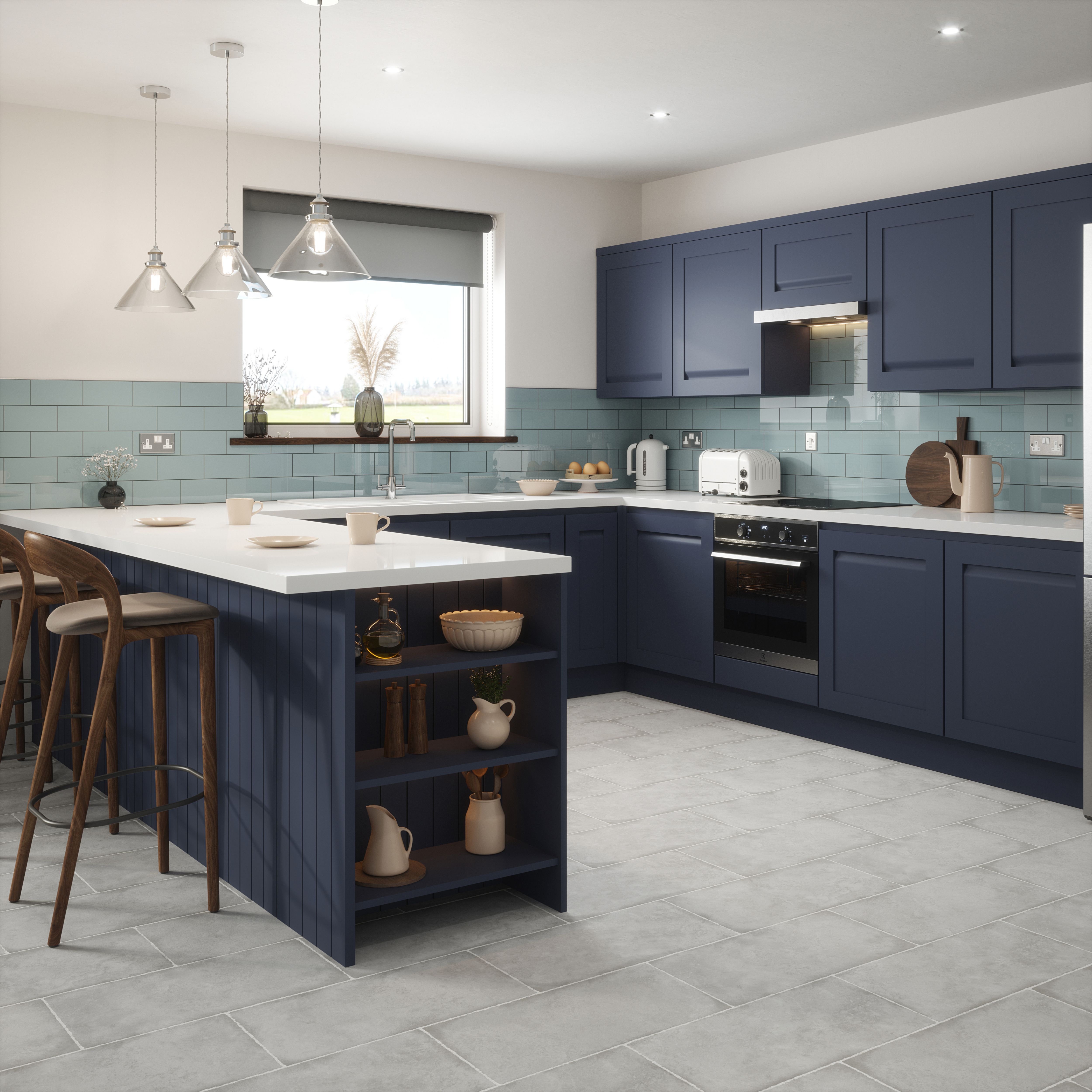 Johnson Tiles Elvaston Grey Matt Stone effect Textured Porcelain Indoor ...