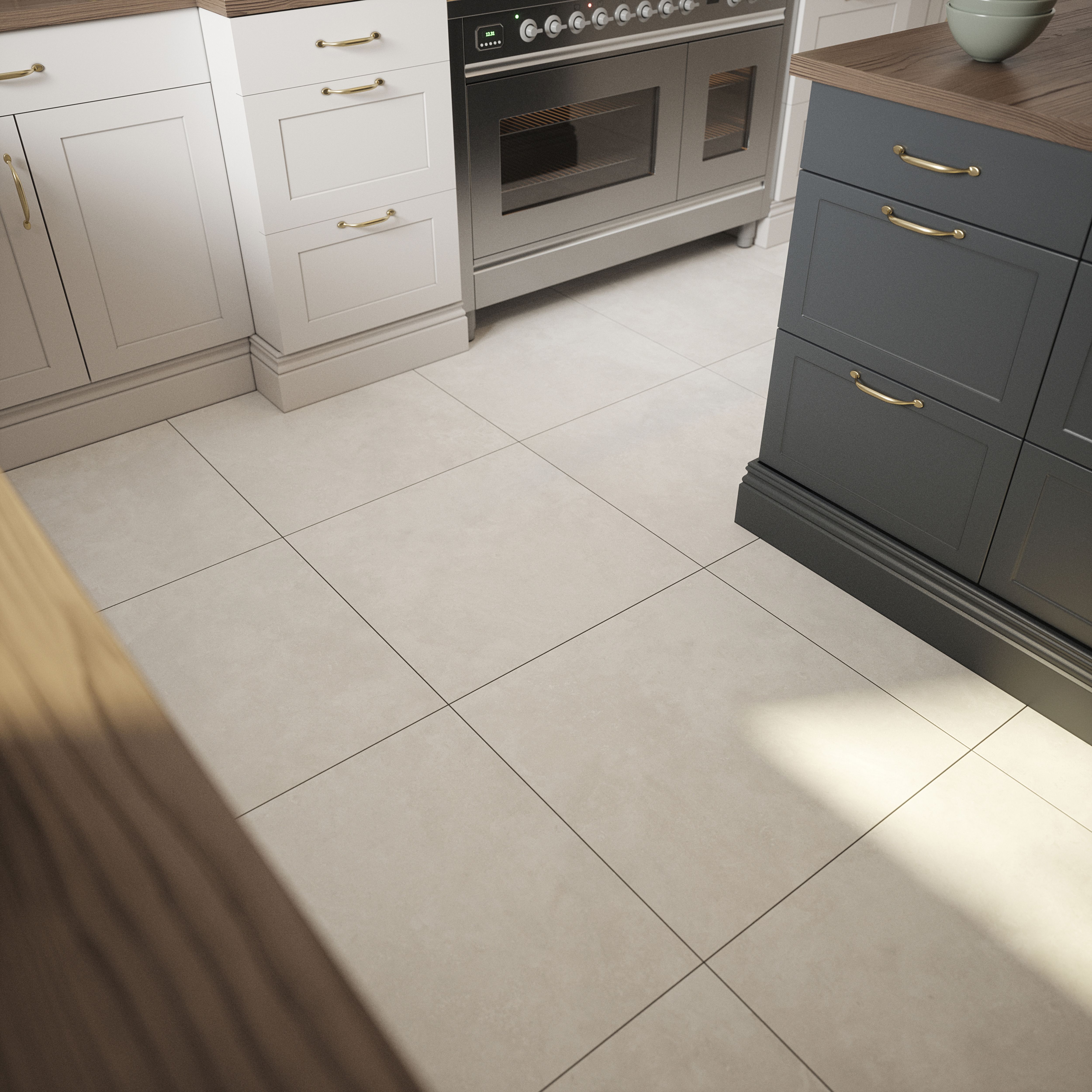 Johnson Tiles Marlow Beige Matt Cement tile effect Porcelain Indoor ...