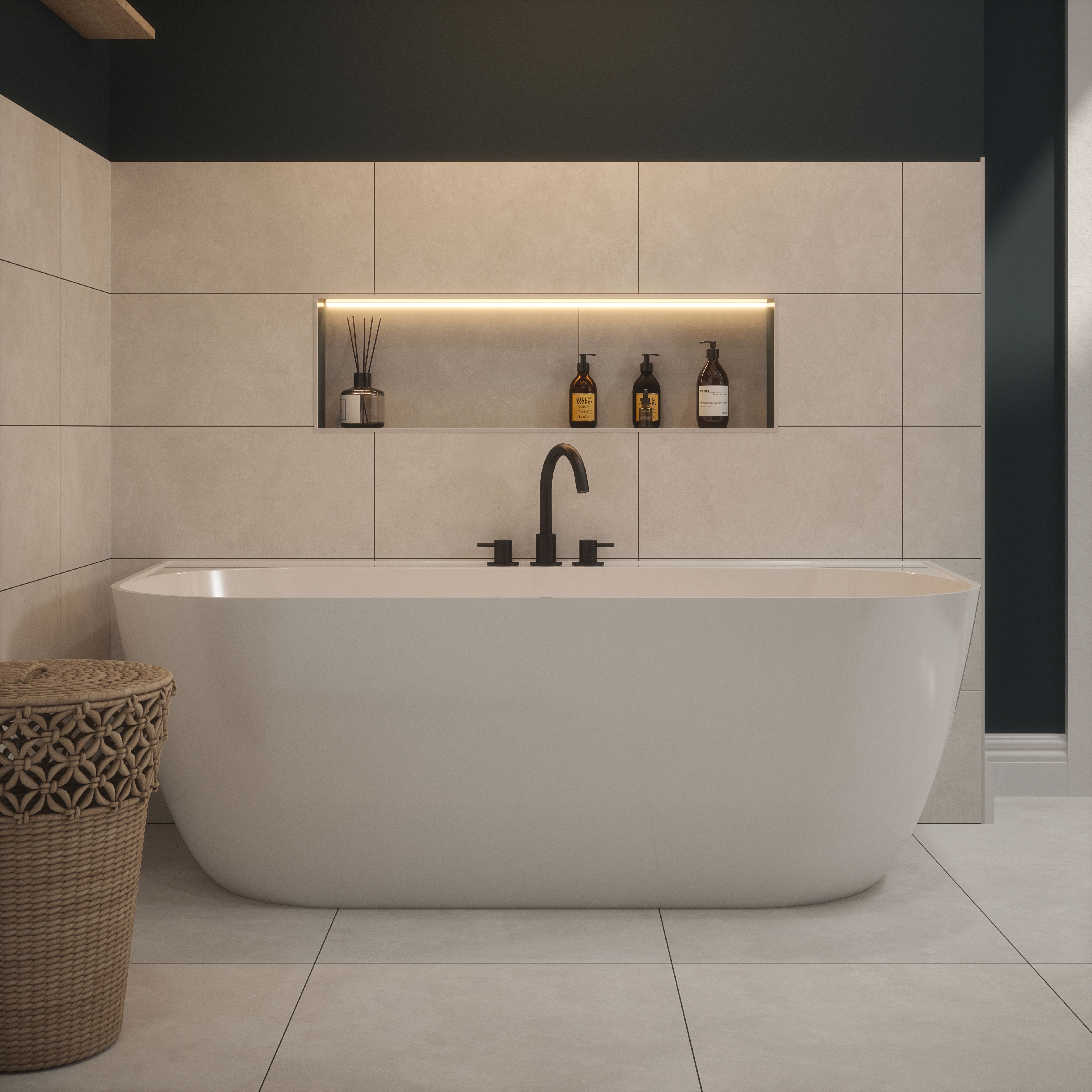 Johnson Tiles Marlow Beige Matt Cement tile effect Porcelain Indoor ...