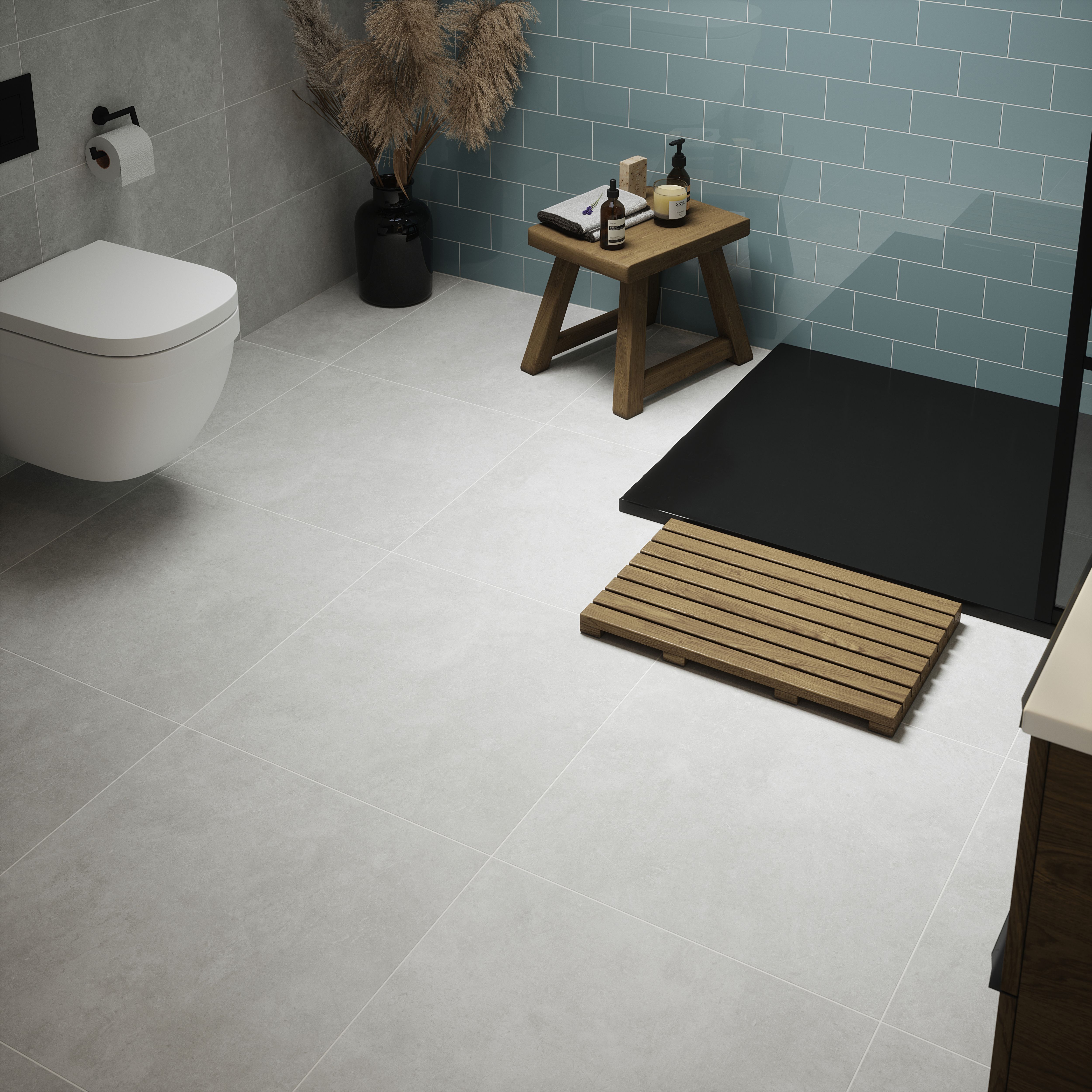 Johnson Tiles Marlow Grey Matt Cement tile effect Textured Ceramic ...