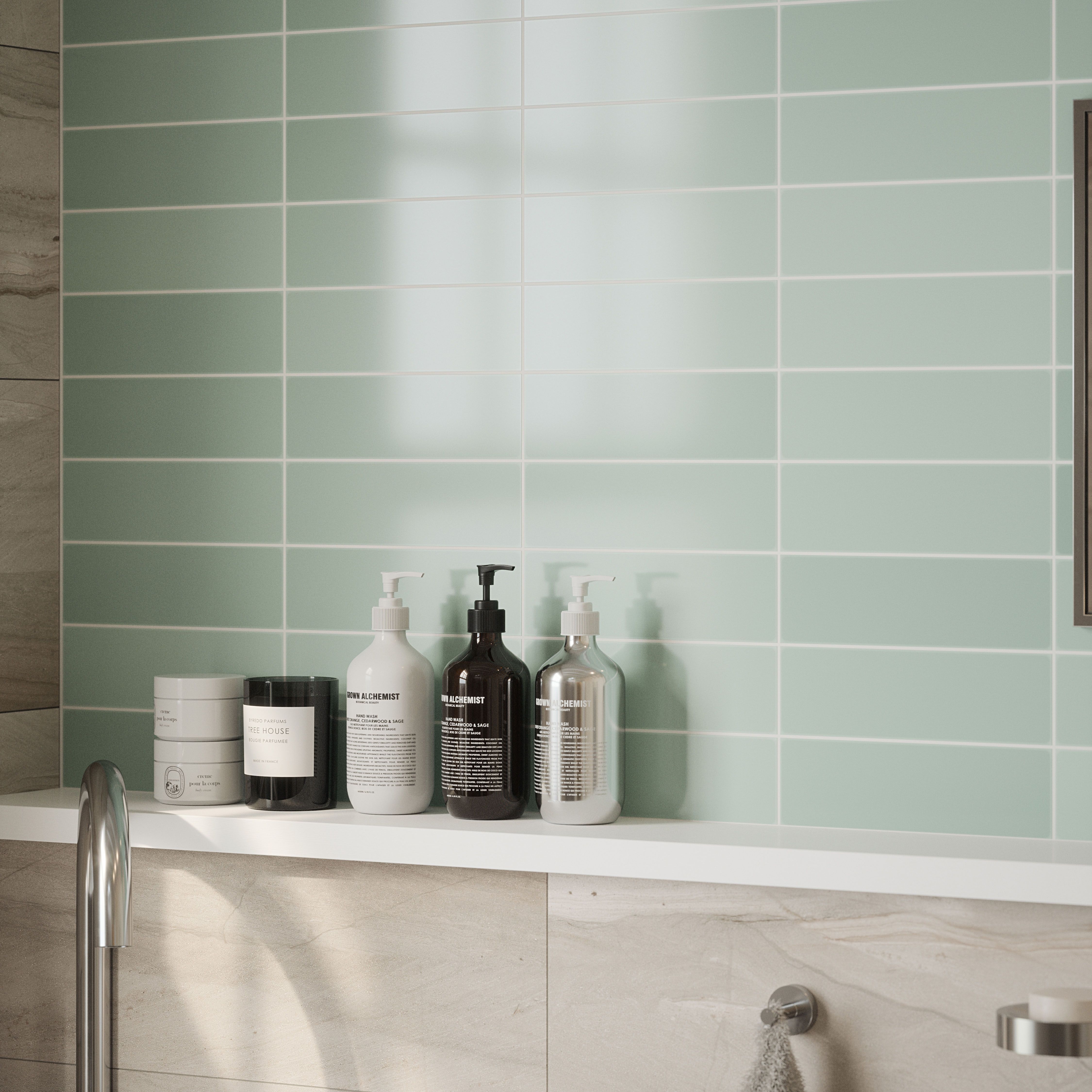 Johnson Tiles Mayfair Leaf green Gloss Ceramic Indoor Wall tile, Pack ...