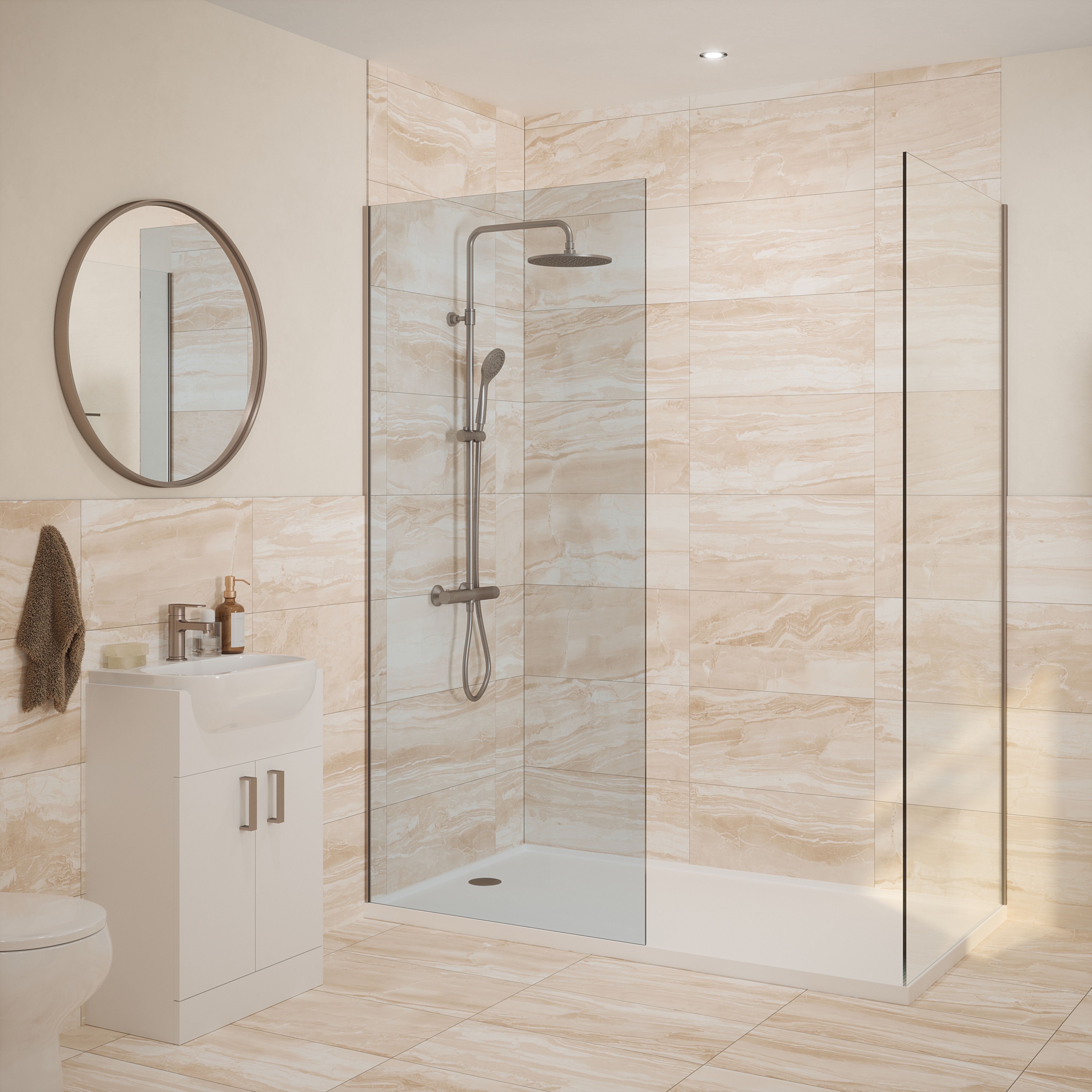 Johnson Tiles Orkney Beige Matt Stone effect Ceramic Indoor Wall ...