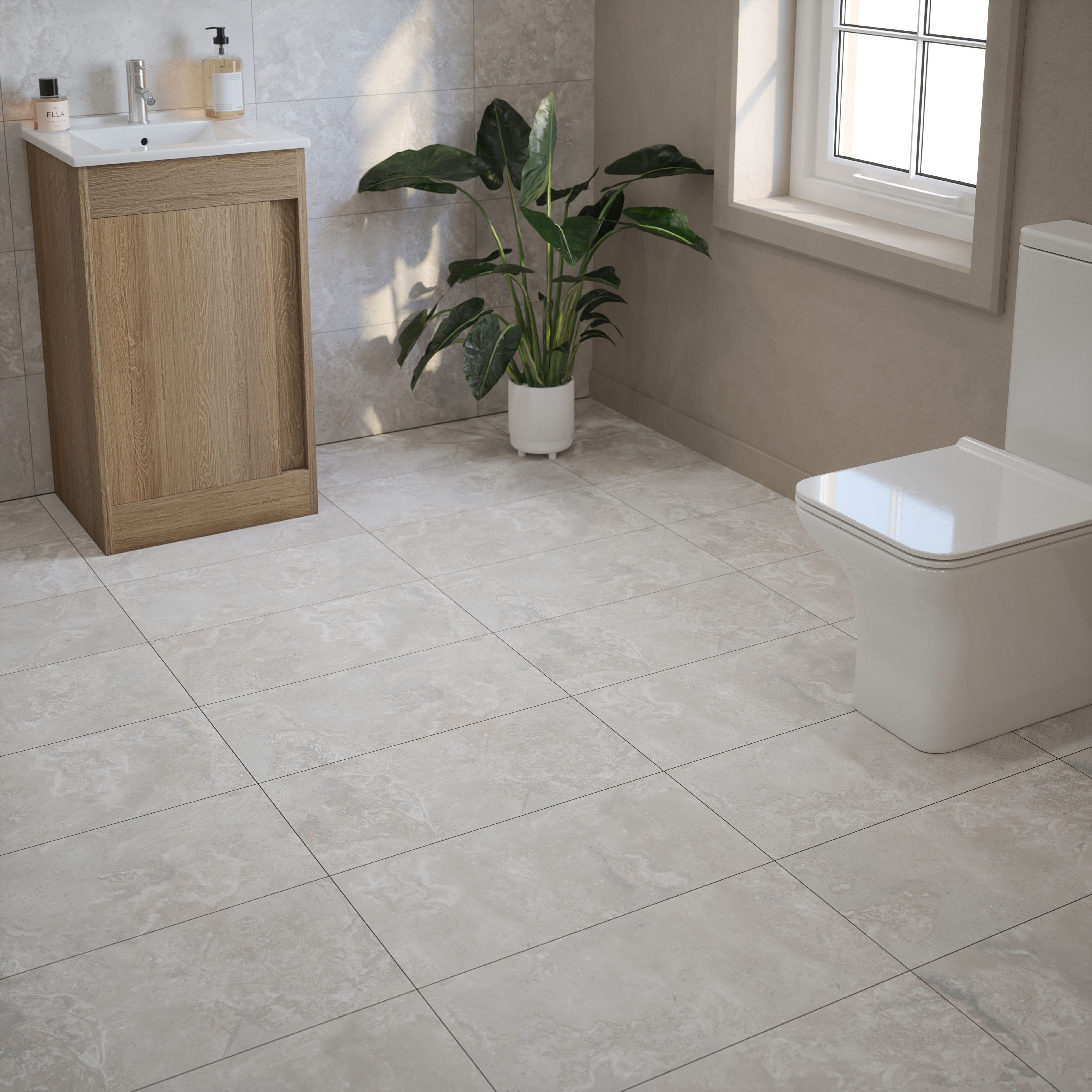 Johnson Tiles Spencer White Matt Natural Stone effect Ceramic Indoor ...