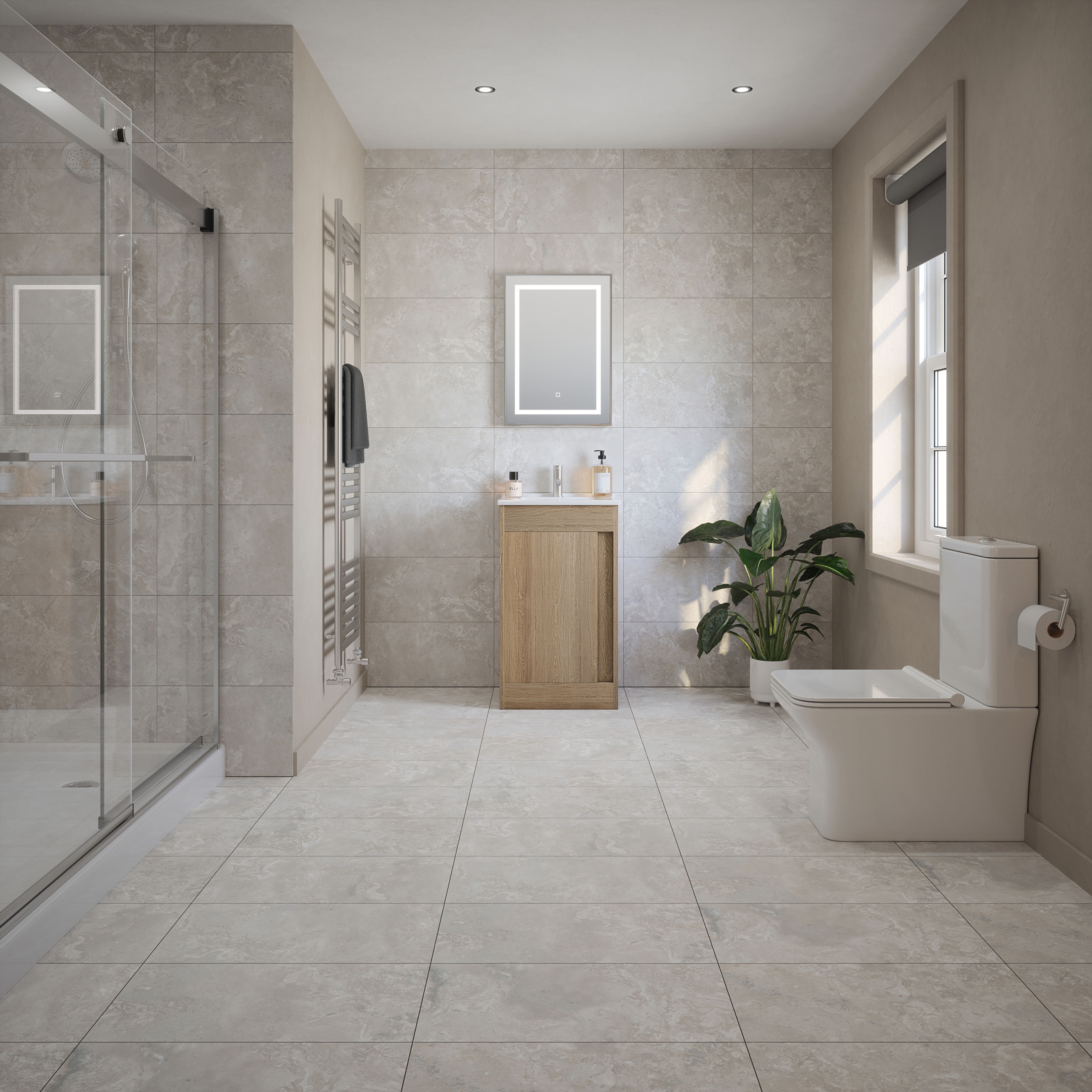 Johnson Tiles Spencer White Matt Natural Stone effect Ceramic Indoor ...