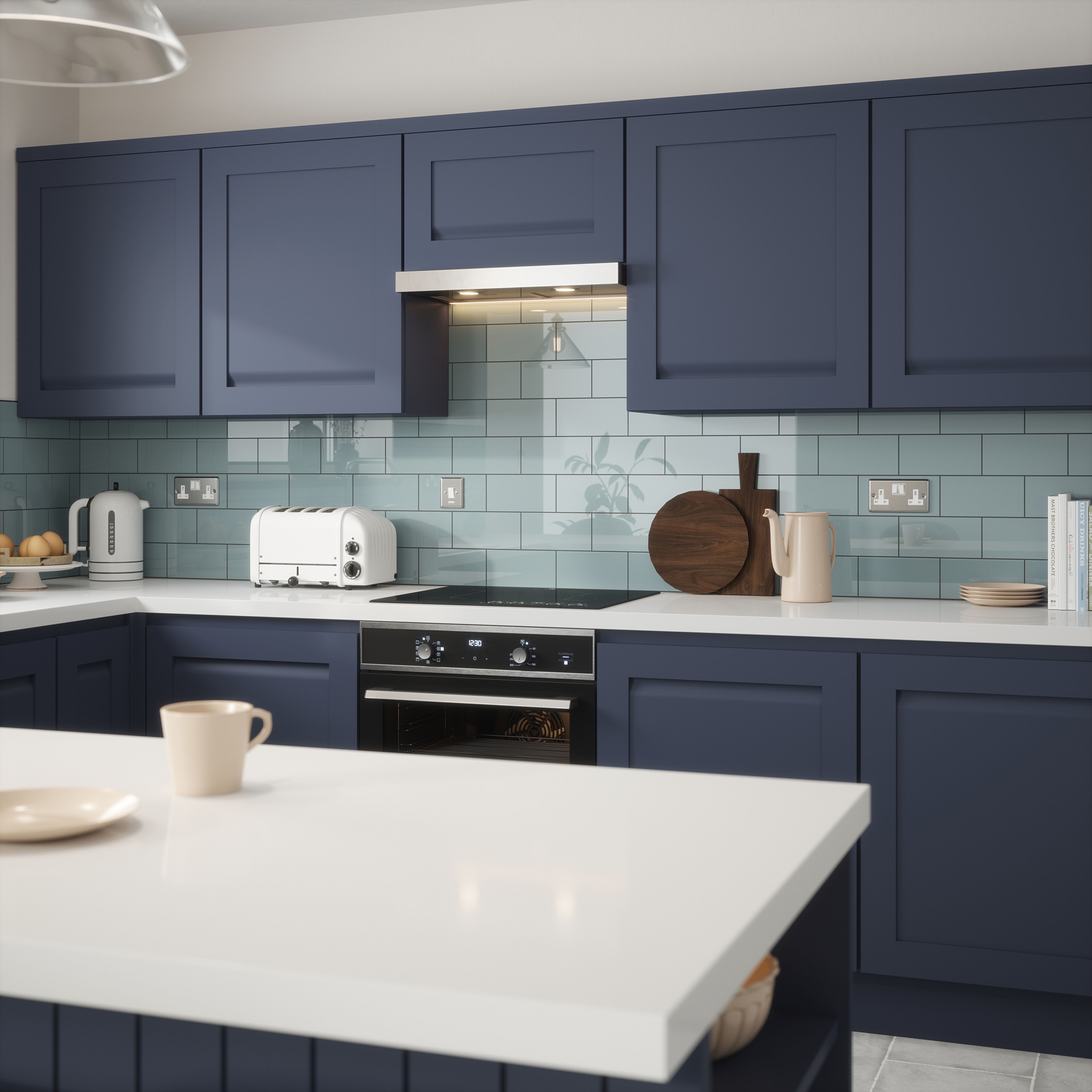 Johnson Tiles Veneto Blue Gloss Ceramic Indoor Wall tile, Pack of 50 ...