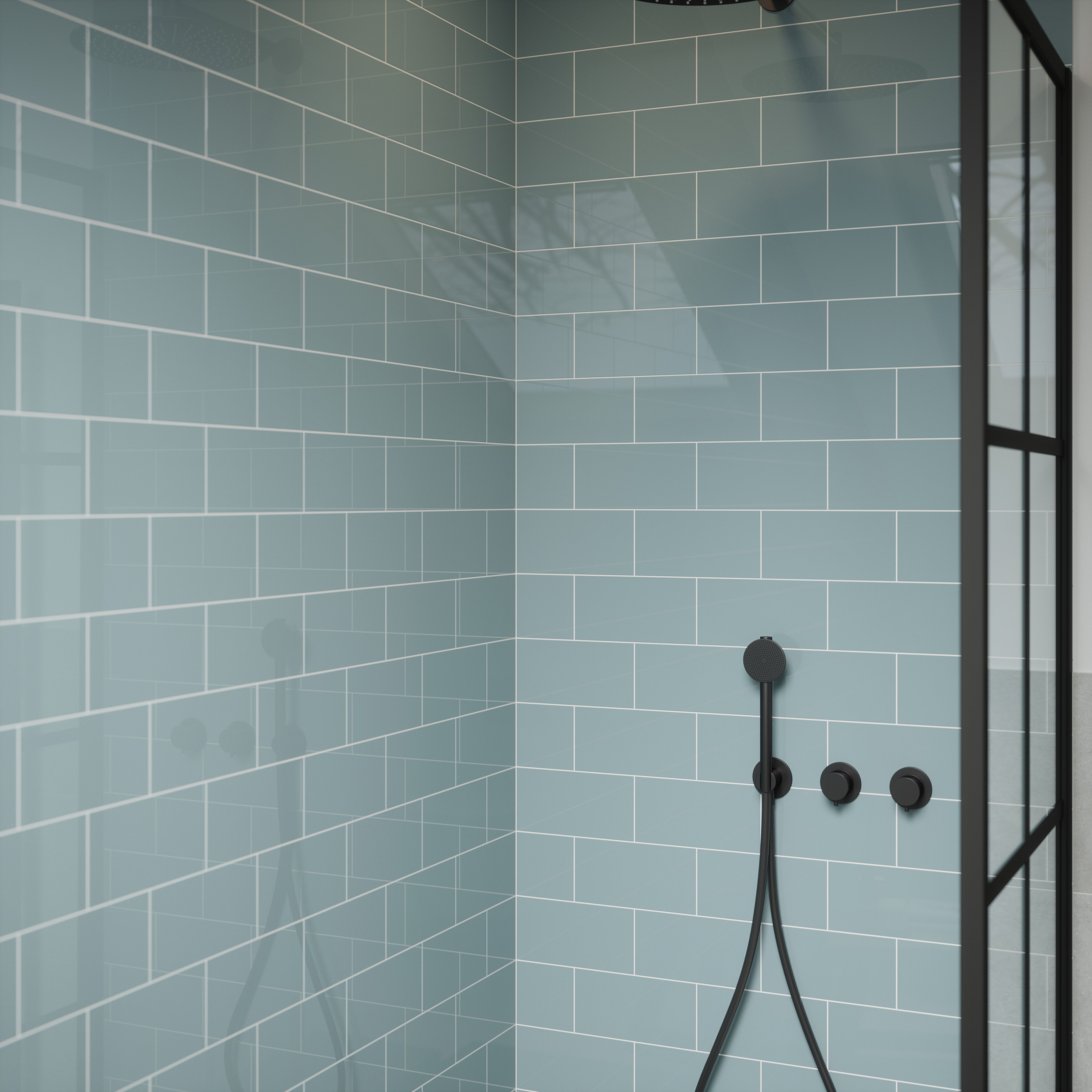 Johnson Tiles Veneto Blue Gloss Ceramic Indoor Wall tile, Pack of 50 ...