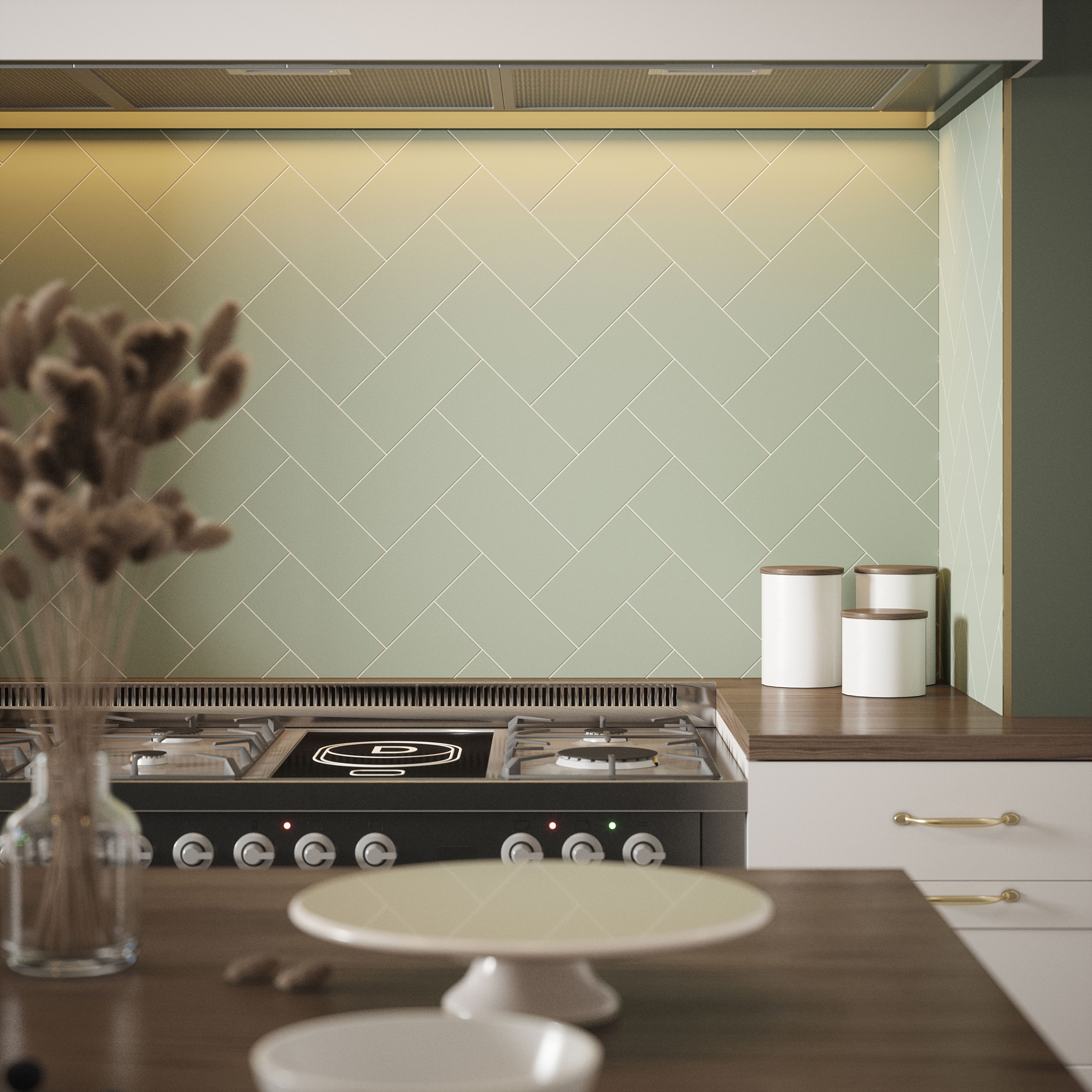 Johnson Tiles Veneto Green Gloss Ceramic Indoor Wall tile, Pack of 50 ...
