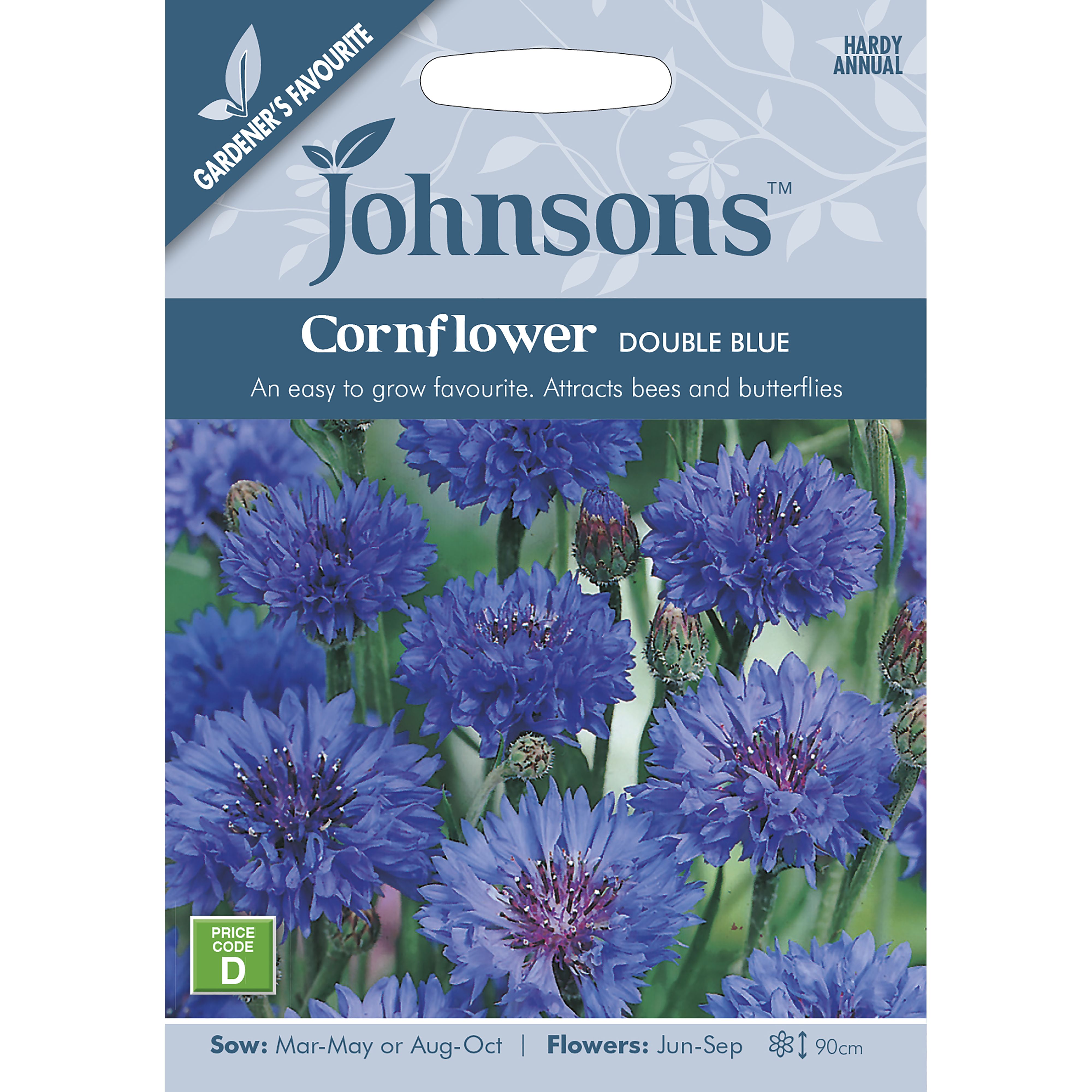 Johnsons Double Blue Cornflower Seed