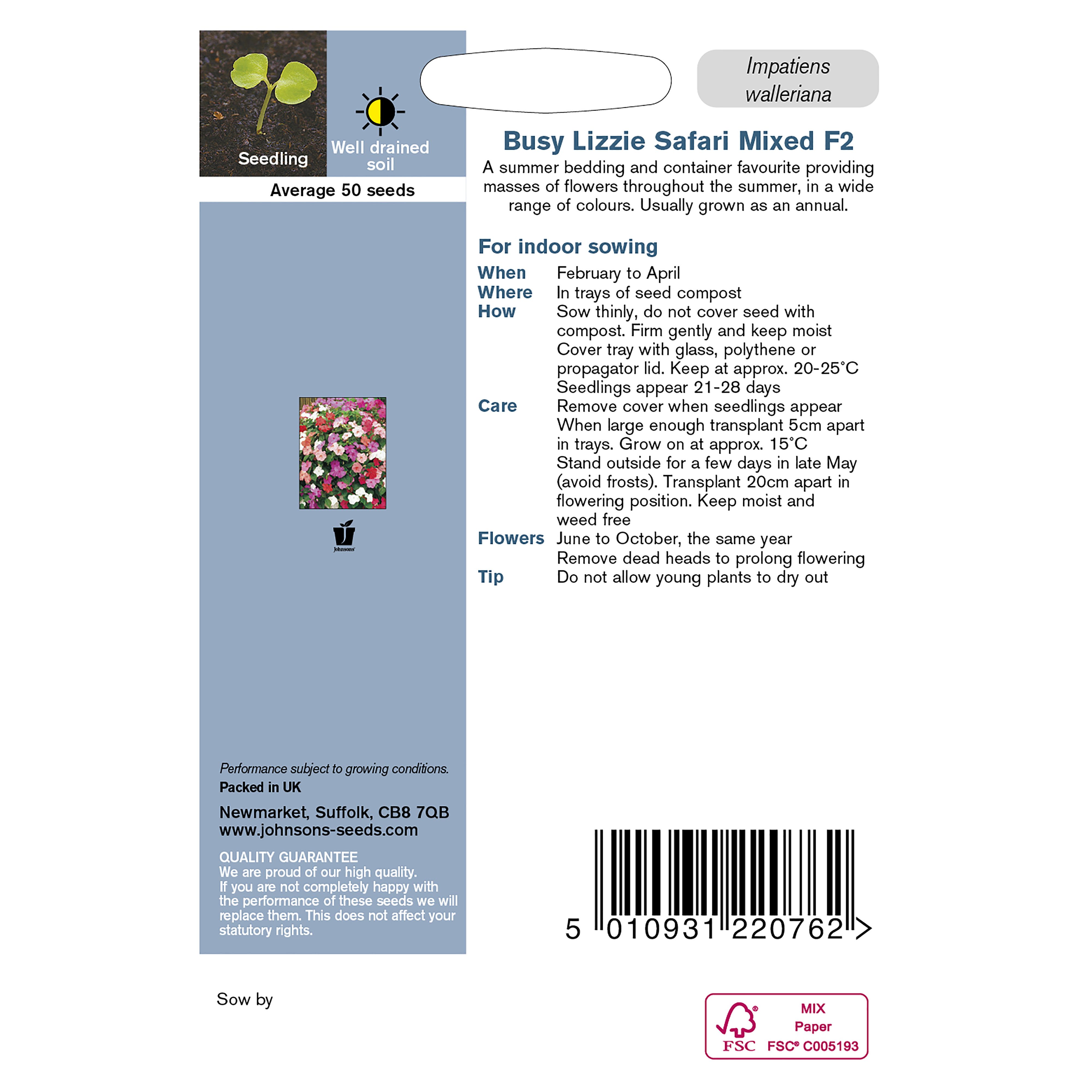 Johnsons Safari Mixed F2 Busy Lizzie Seed