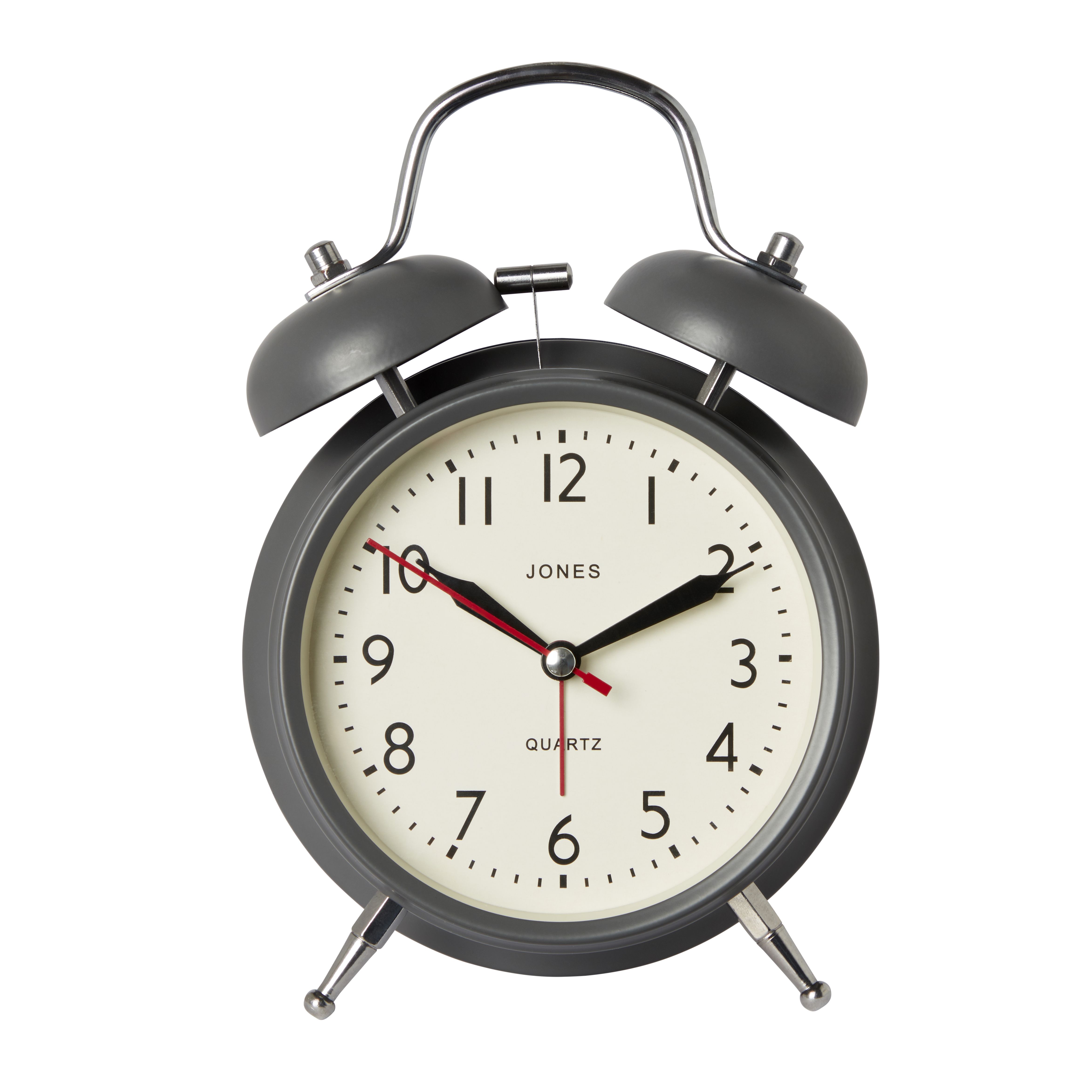 Jones Twin bell Grey Quartz Alarm clock | DIY at B&Q