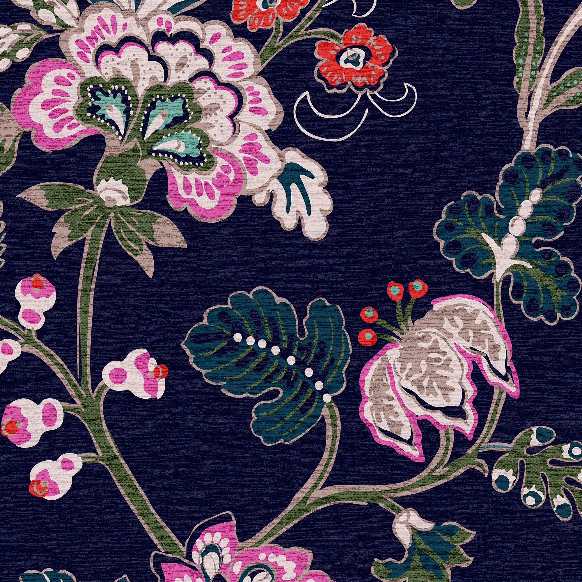 Joules Blue Cottage floral Smooth Wallpaper Sample