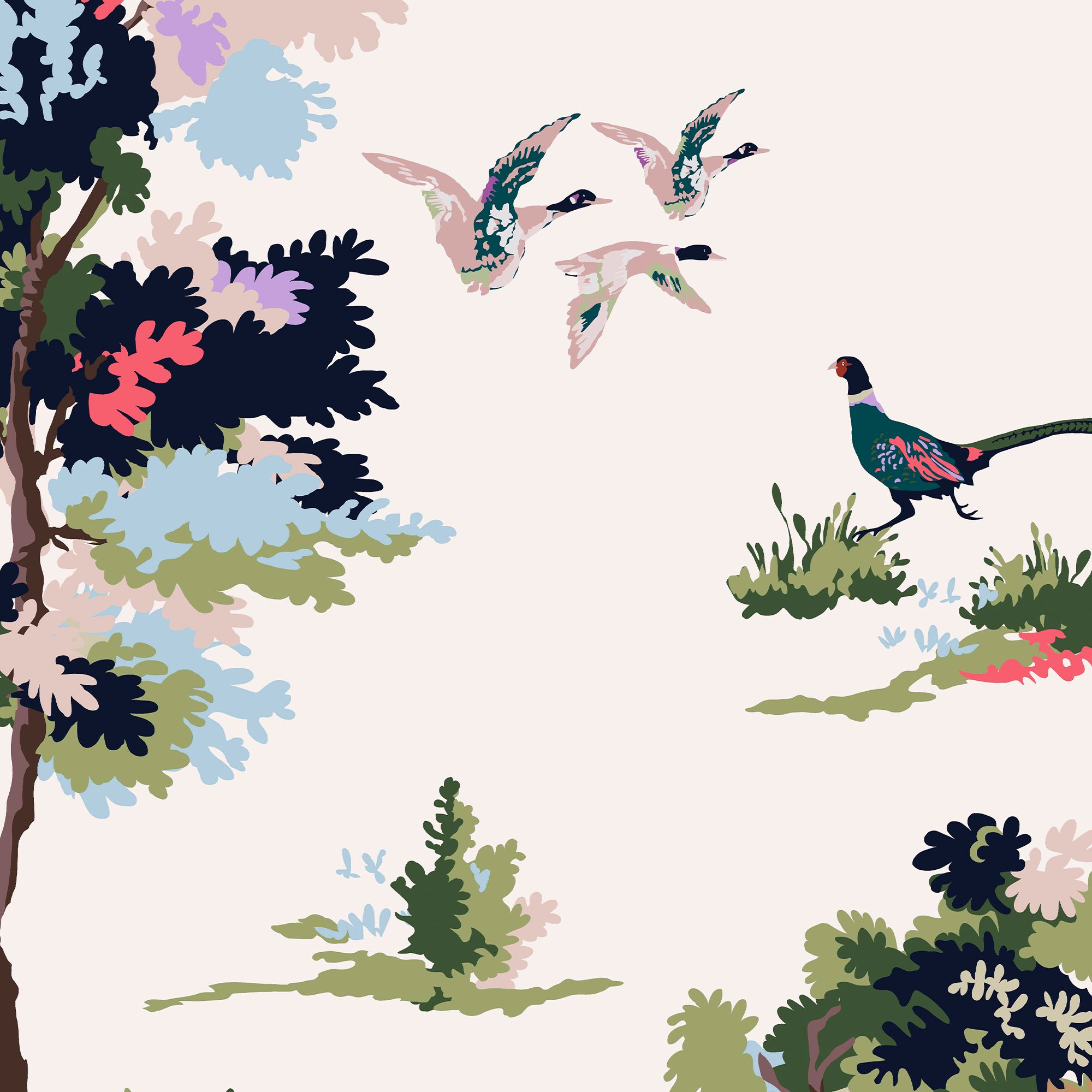 Joules Multicolour Woodland Smooth Wallpaper Sample