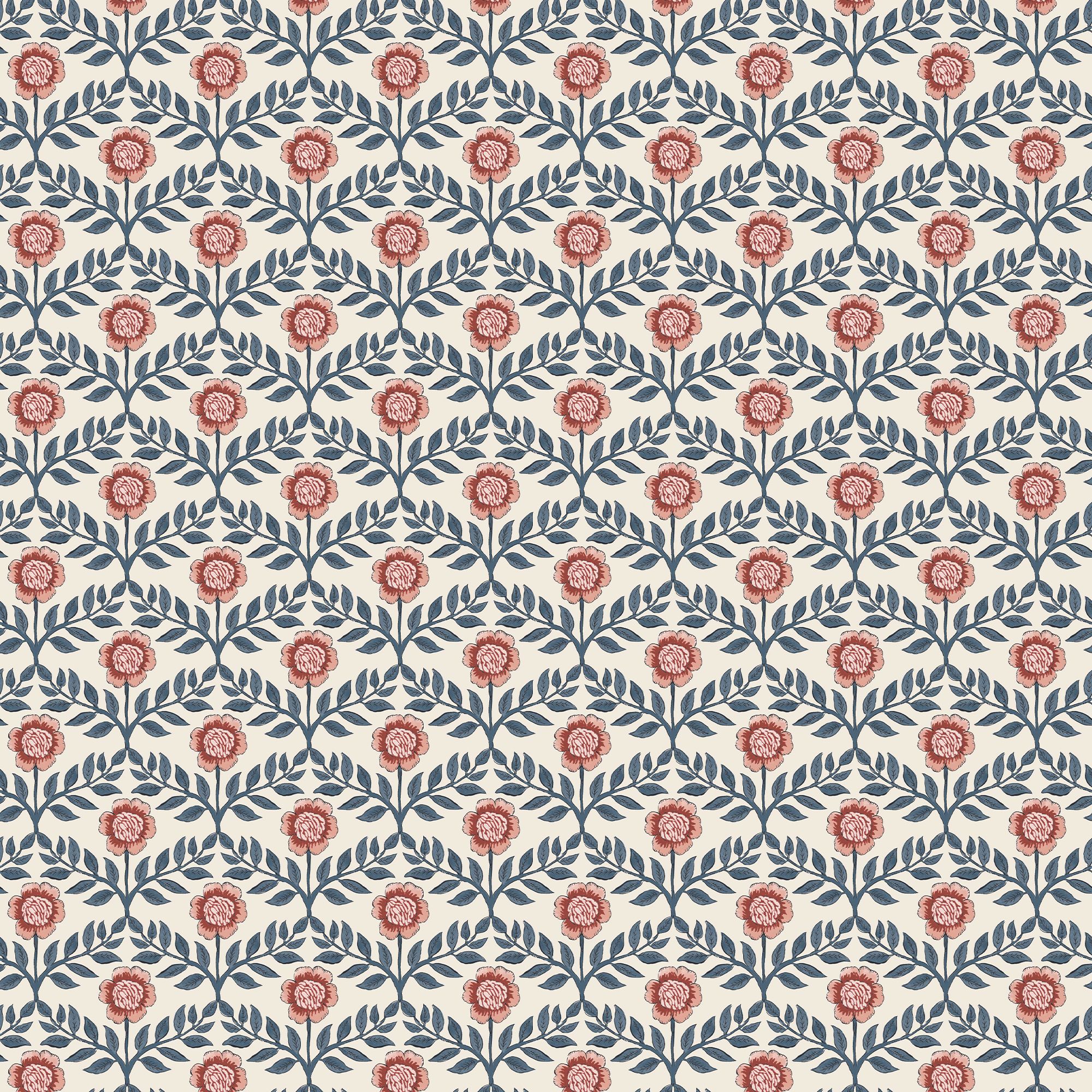 Joules Sophisticated Country Cream, Blue & Red Stately floral Patterned ...
