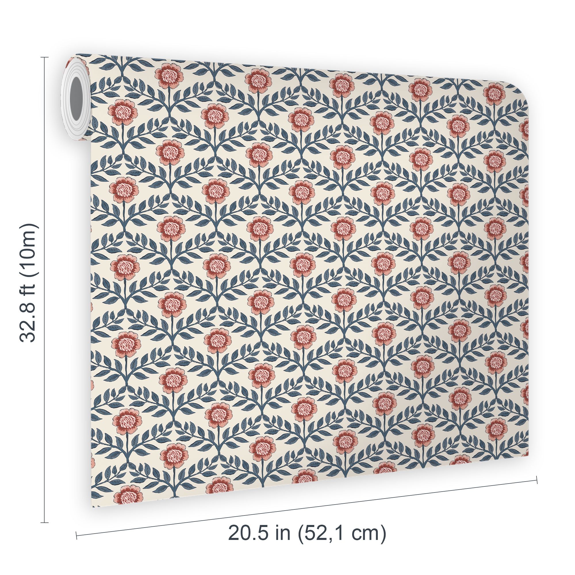 Joules Sophisticated Country Cream, Blue & Red Stately floral Patterned ...
