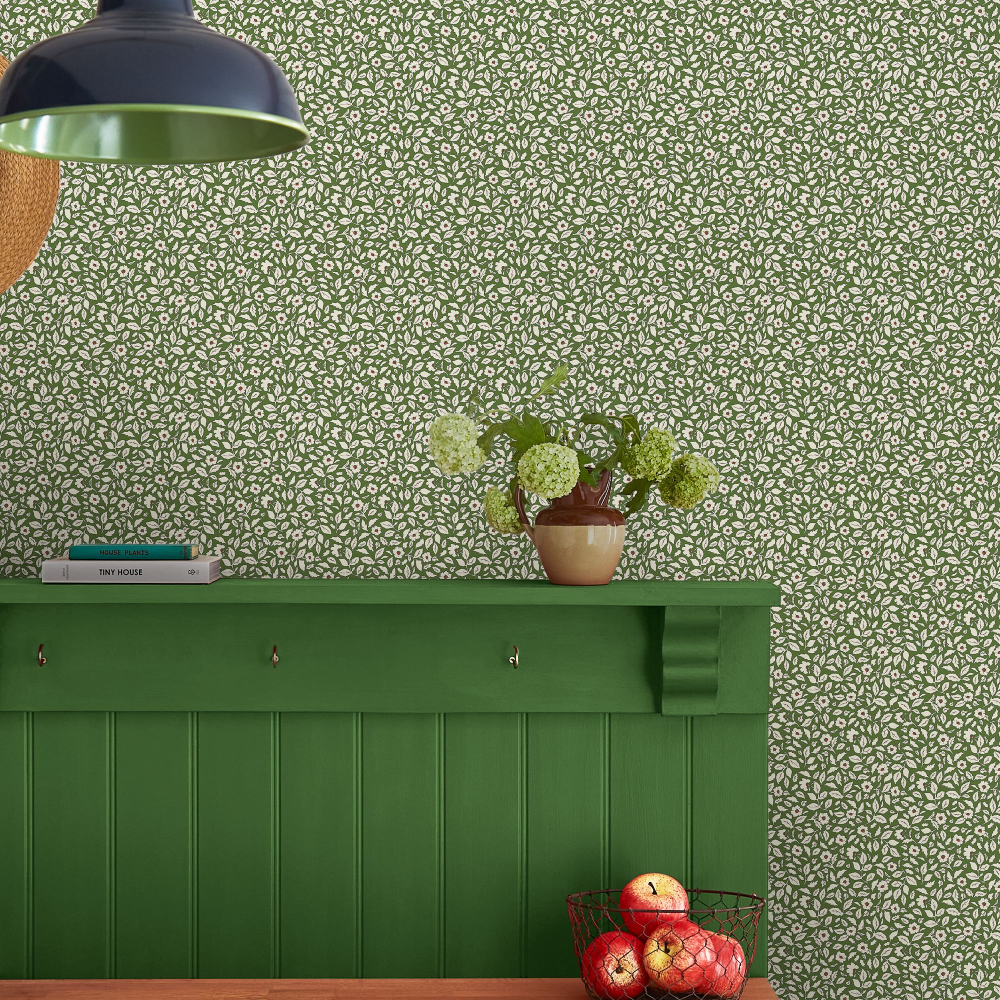 Joules Sophisticated Country Green Ditsy floral Patterned Smooth Wallpaper