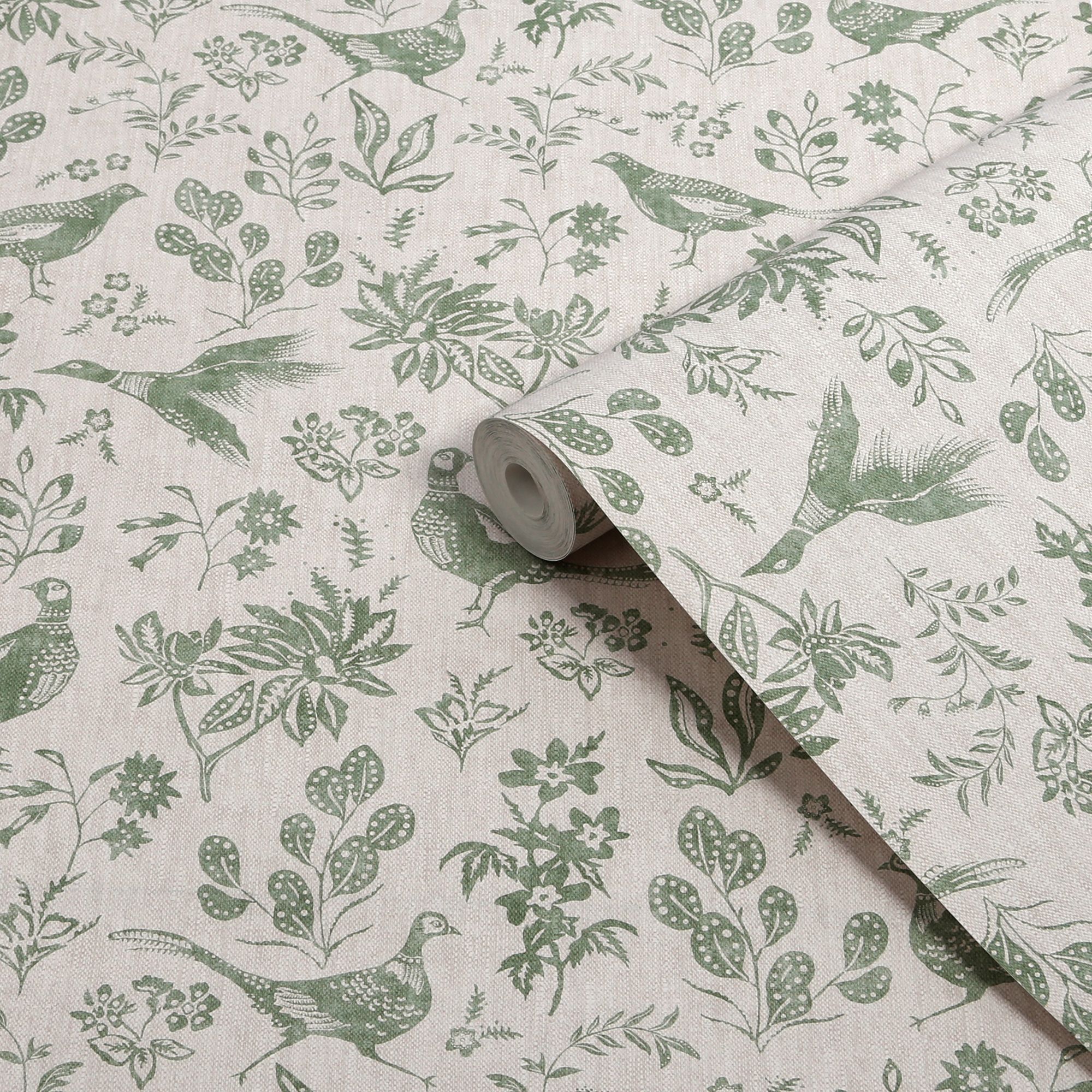 Joules Sophisticated Country Linen/Green Pheasant Patterned Smooth ...