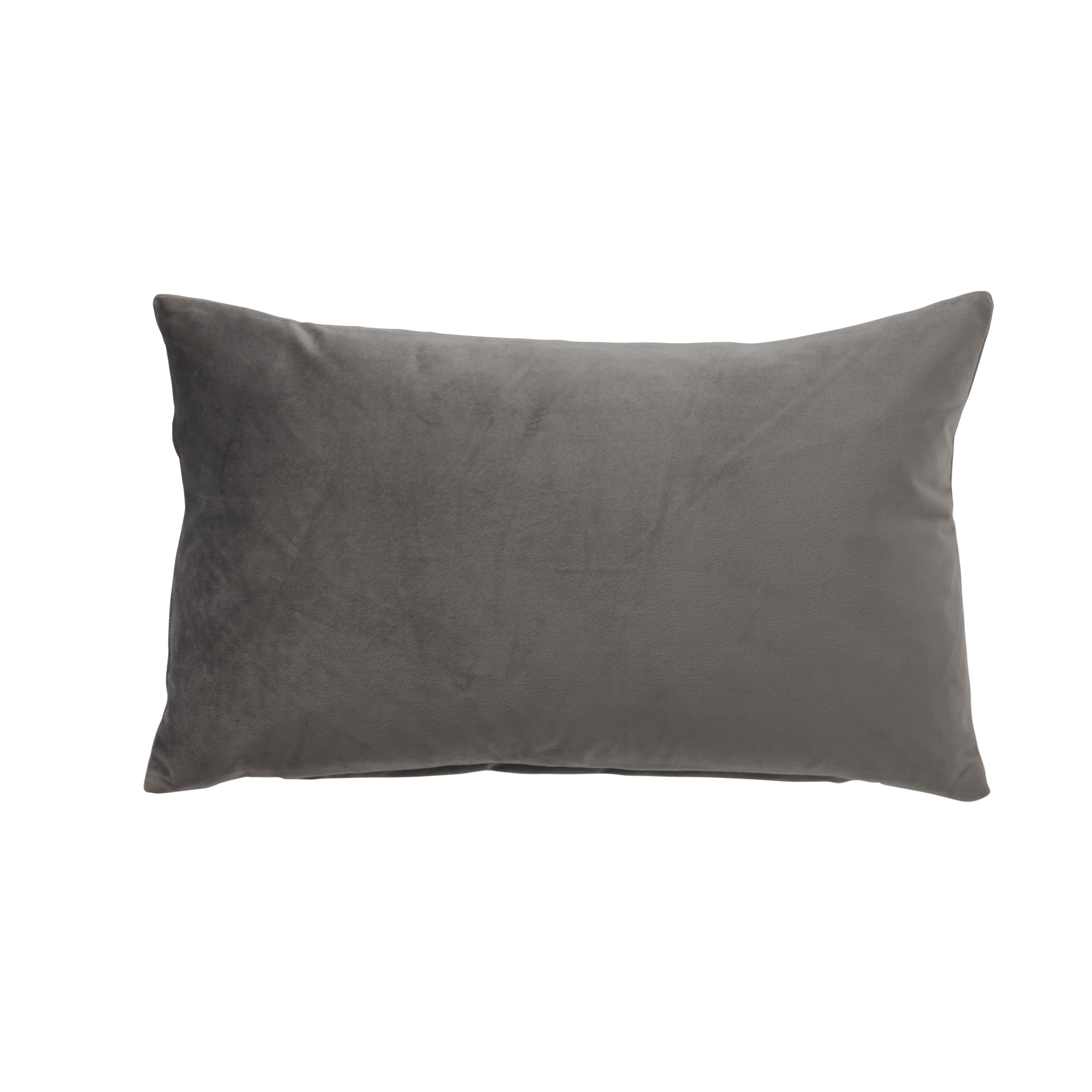 JTS Steel grey Velvet effect Cushion, (L)30cm x (W)50cm