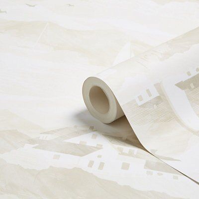 K2 Nautical Cream Lighthouse Smooth Wallpaper | DIY at B&Q