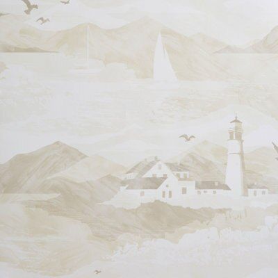 K2 Nautical Cream Lighthouse Smooth Wallpaper