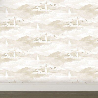K2 Nautical Cream Lighthouse Smooth Wallpaper